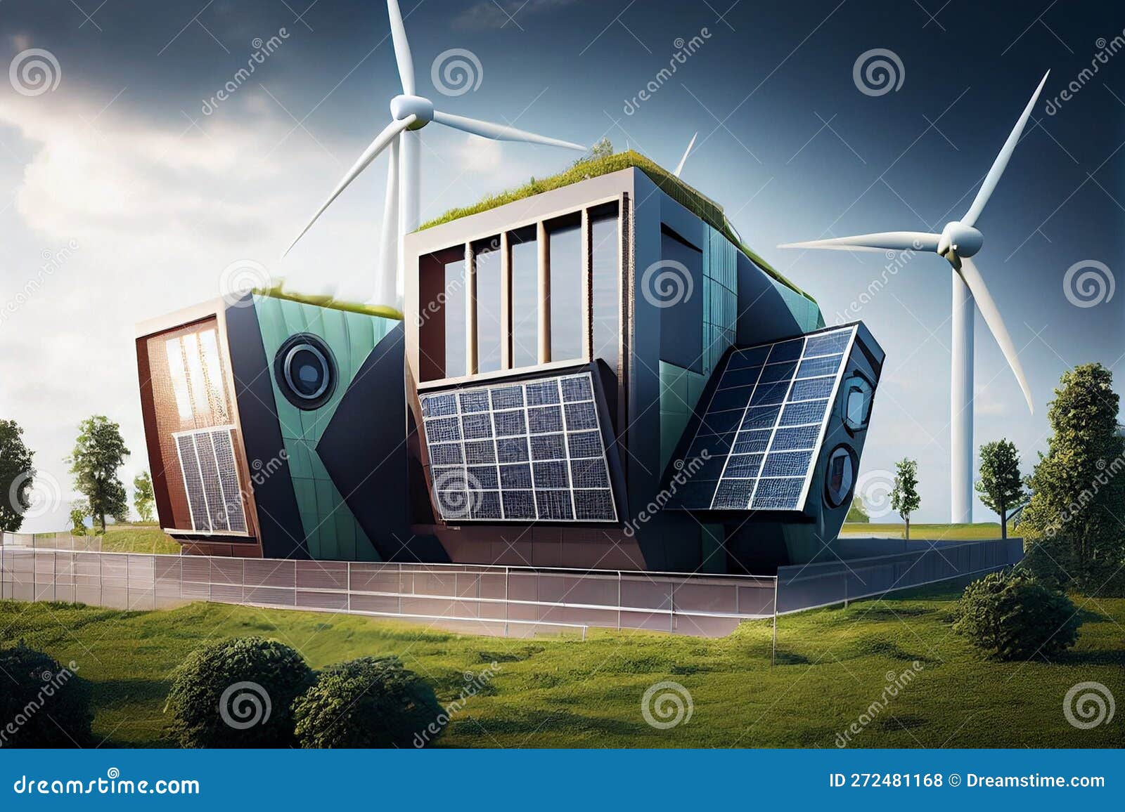 Environmentally Friendly Building Powered by Wind Energy.generative Ai ...