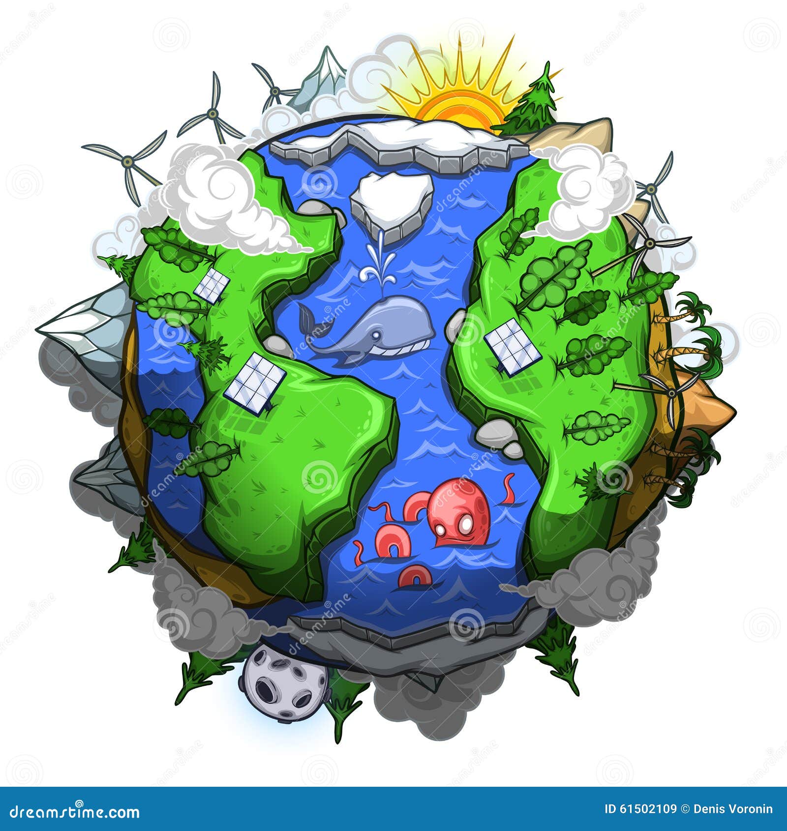 Environmentally Friendly Planet Stock Vector - Illustration of plant ...