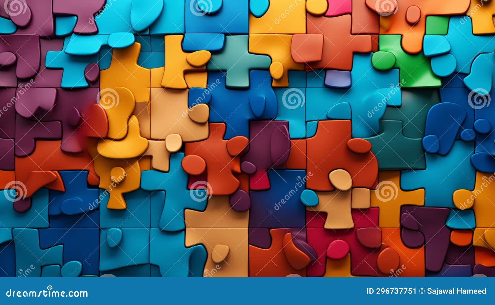 A Geometric Pattern of Colorful, Interlocking Puzzle Pieces Stock ...
