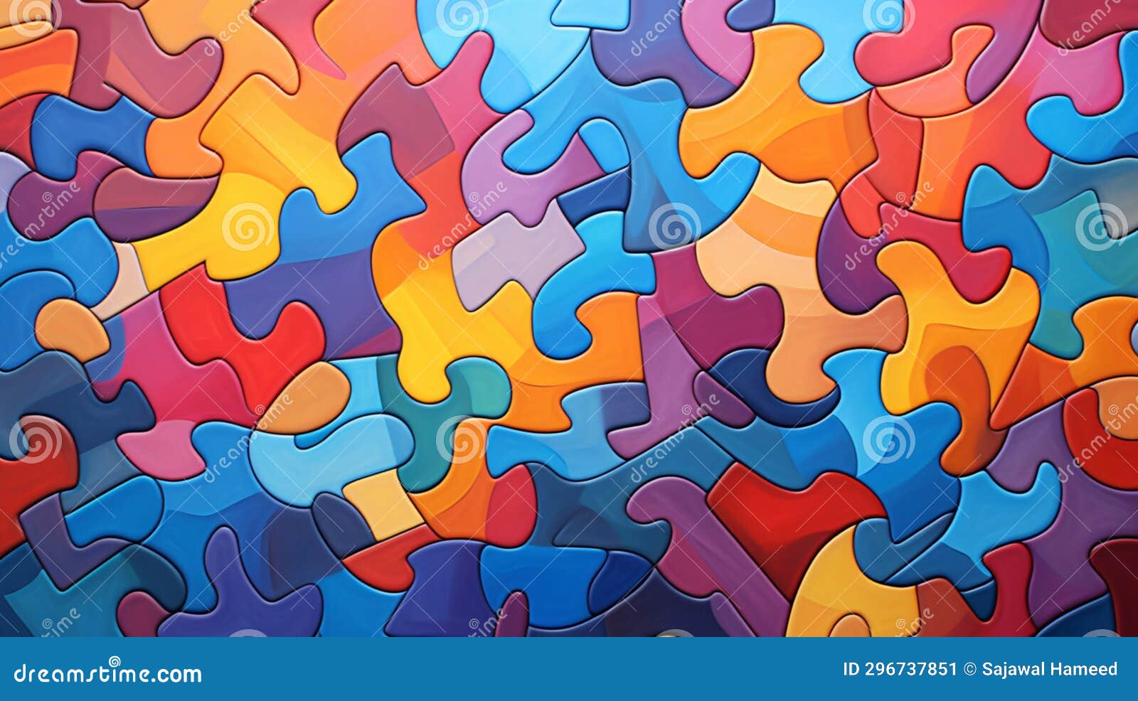A Geometric Pattern of Colorful, Interlocking Puzzle Pieces Stock ...