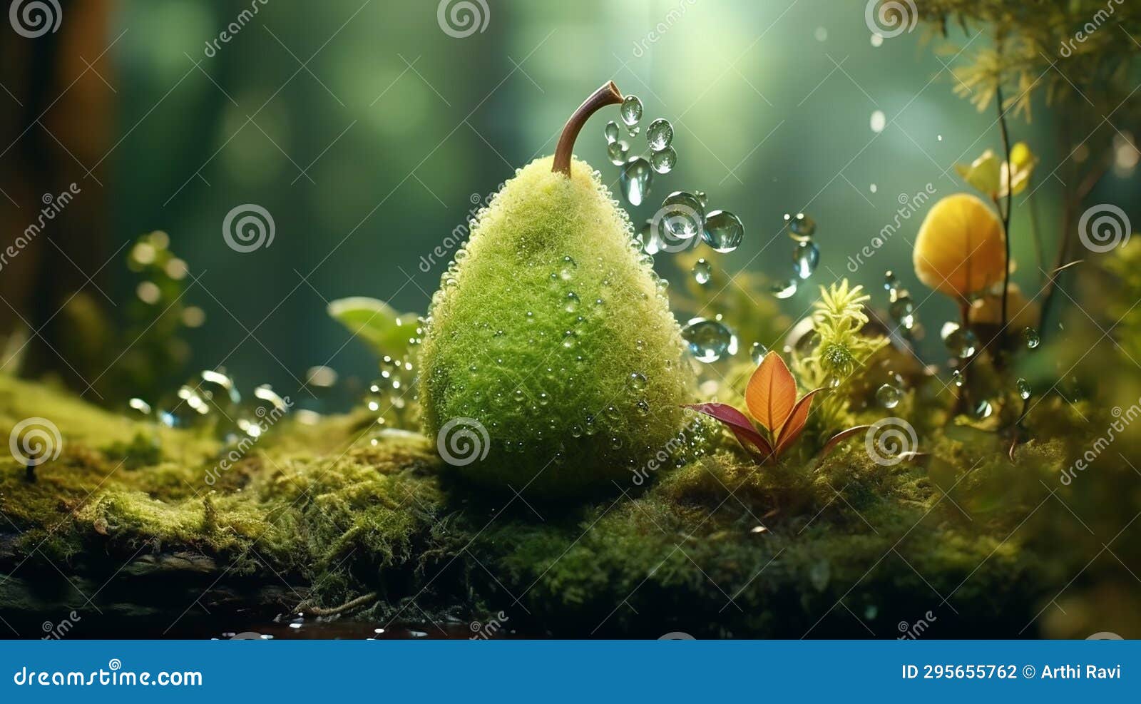 A Pear, Its Surface Dotted with Dewdrops Stock Photo - Image of pear ...