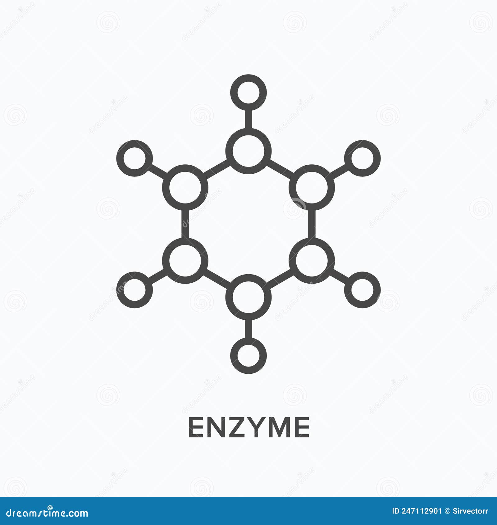 Enzyme Flat Line Icon. Vector Outline Illustration of Molecule Stock ...