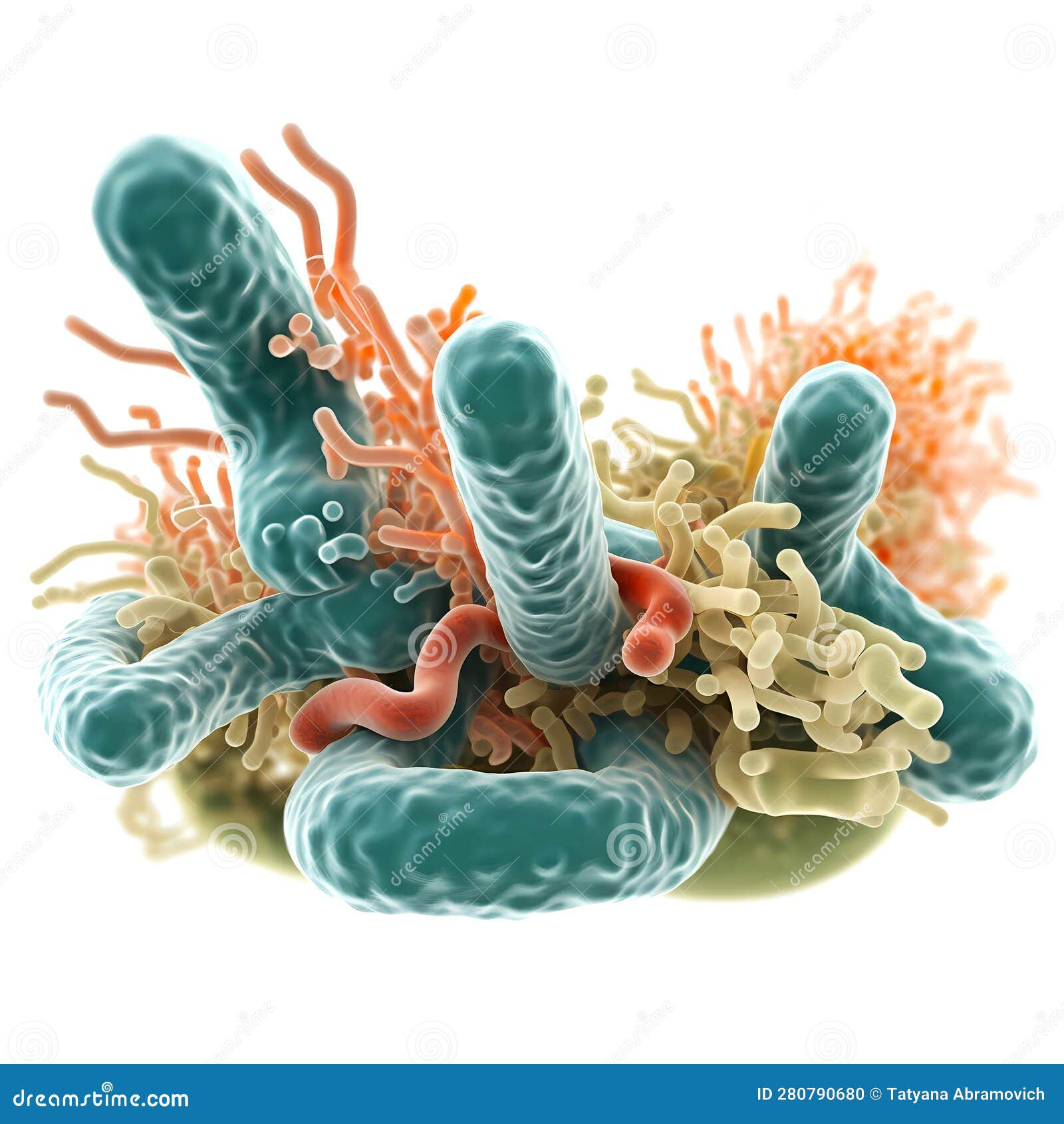Enzyme Molecules Macro Illustration on White Background. Illustration ...