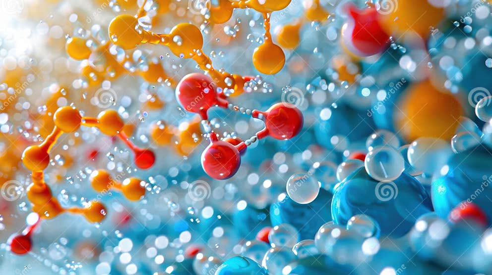 Enzyme and Protein Molecular System Highlighted with Glowing Digital ...