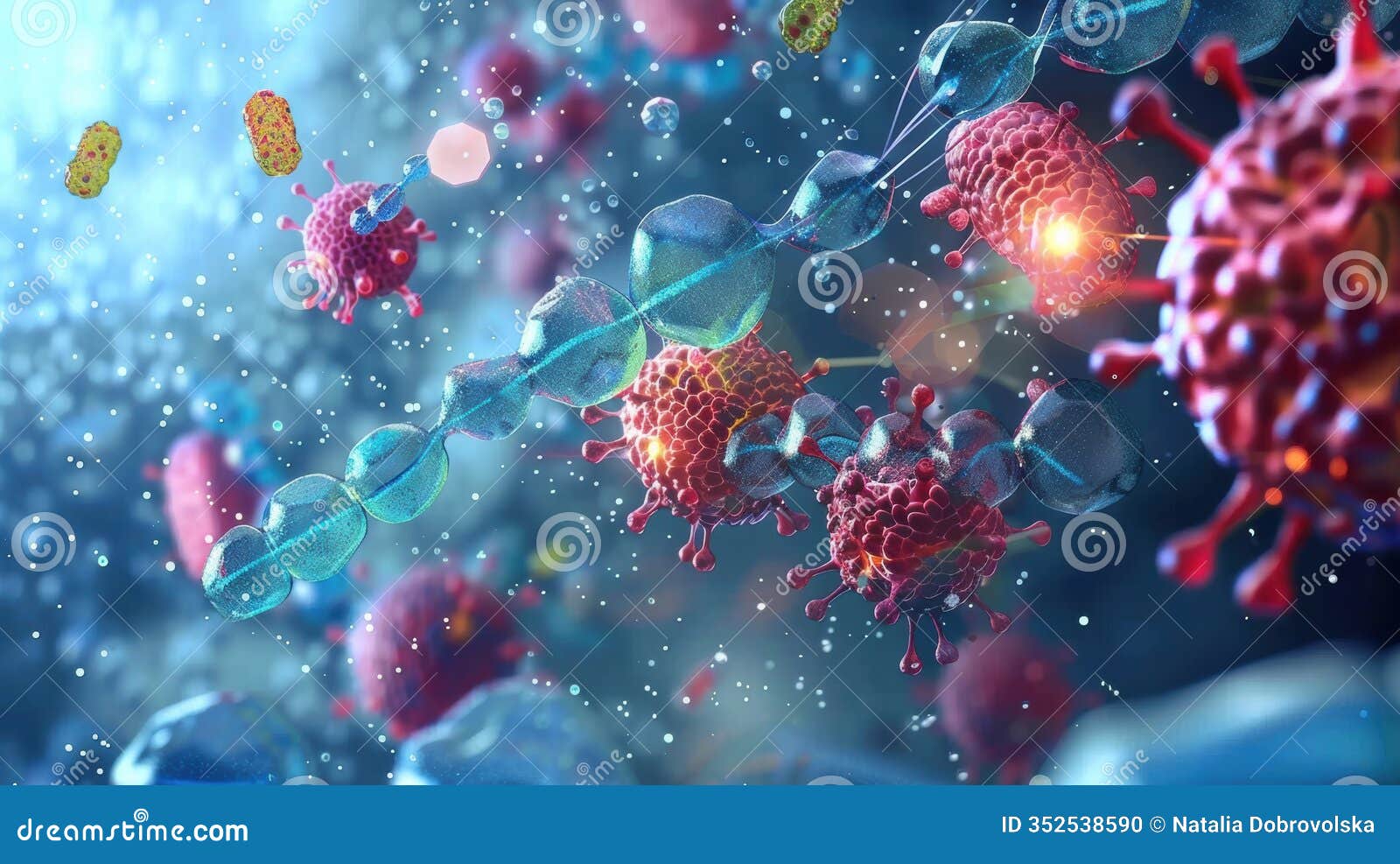 Enzyme and Protein Molecular System Highlighted with Glowing Digital ...