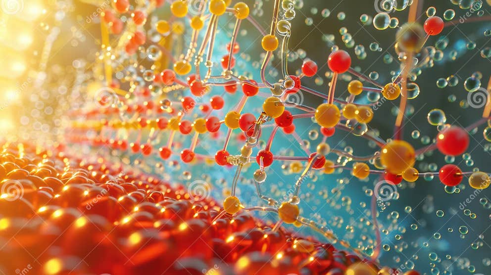 Enzyme and Protein Molecular System Highlighted with Glowing Digital ...