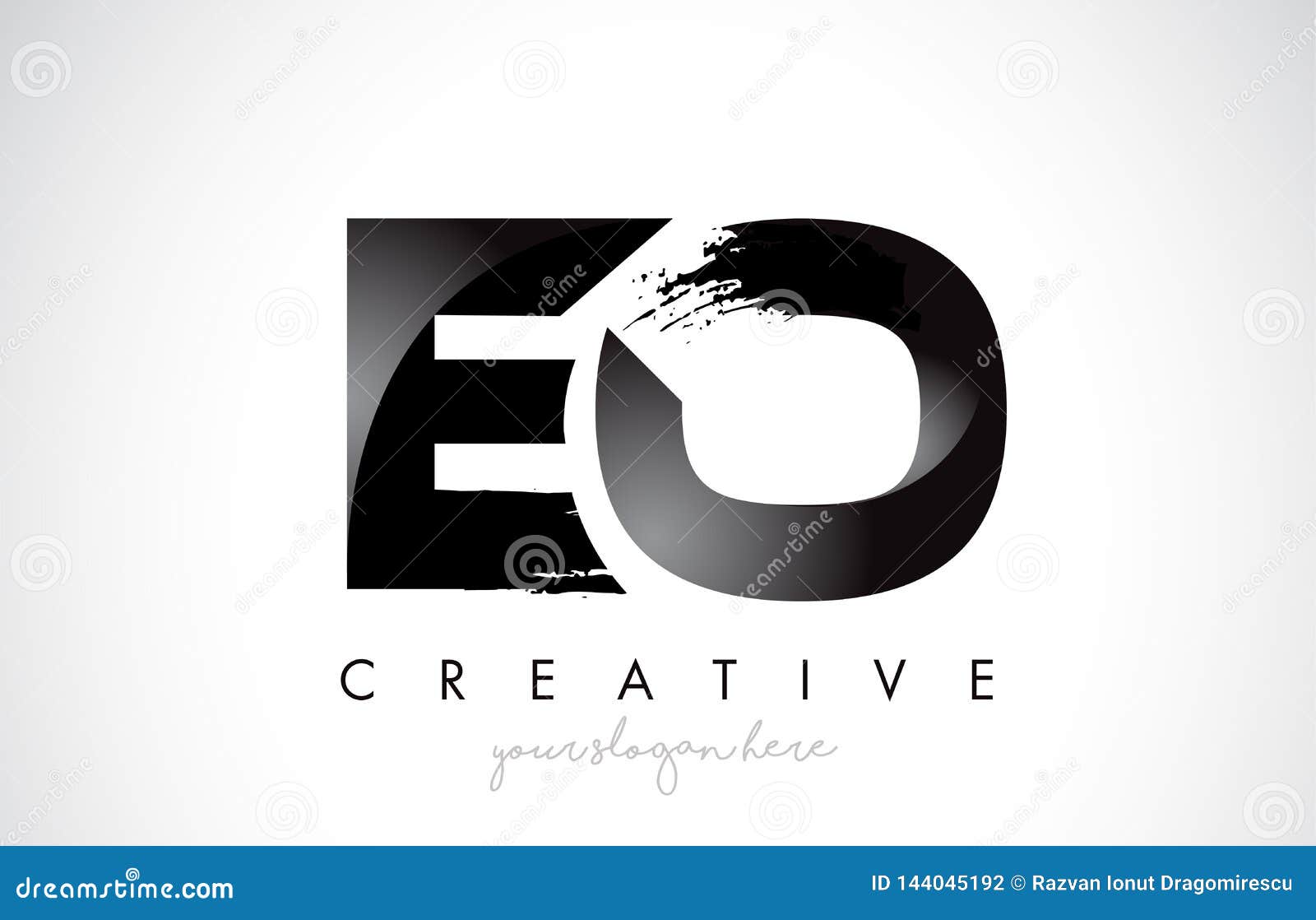 EO Letter Design with Brush Stroke and Modern 3D Look Stock Vector ...