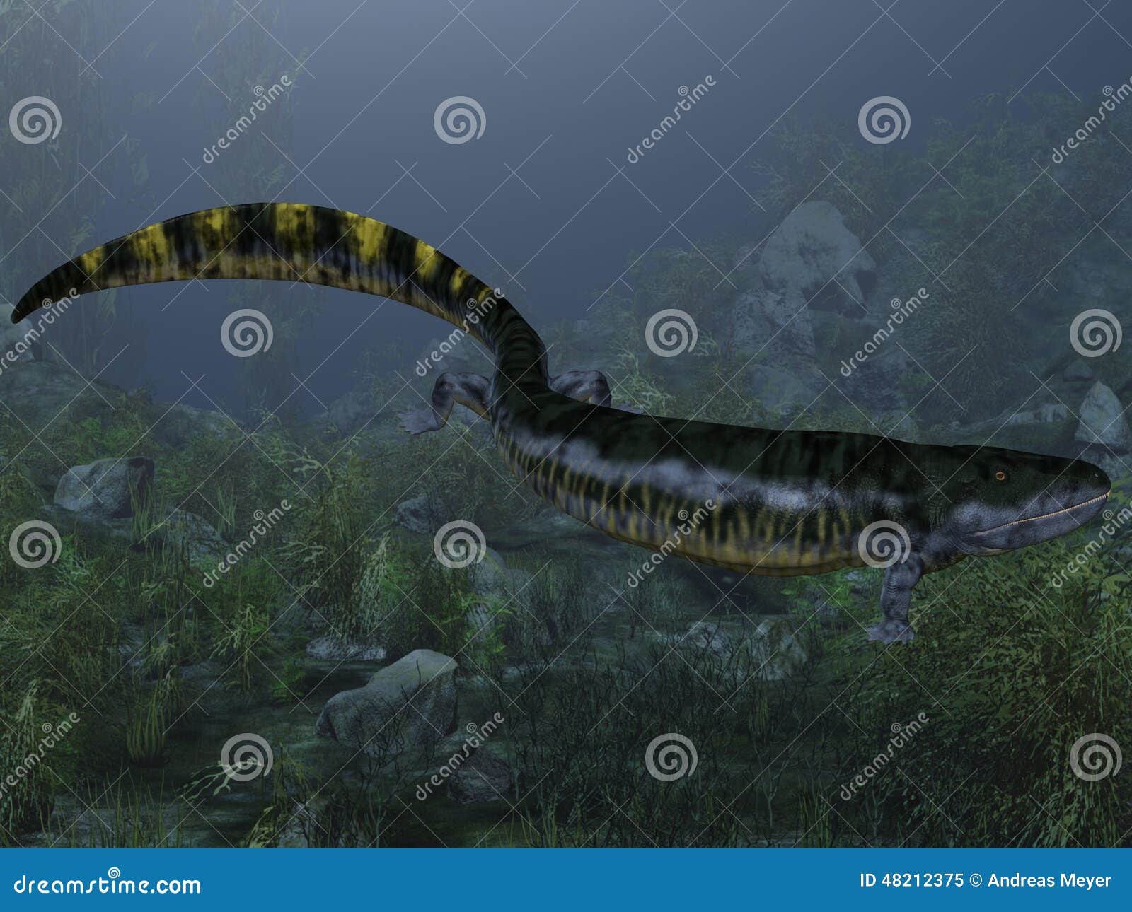 Eogyrinus Attheyi - 3D Dinosaur Royalty-Free Stock Photography ...