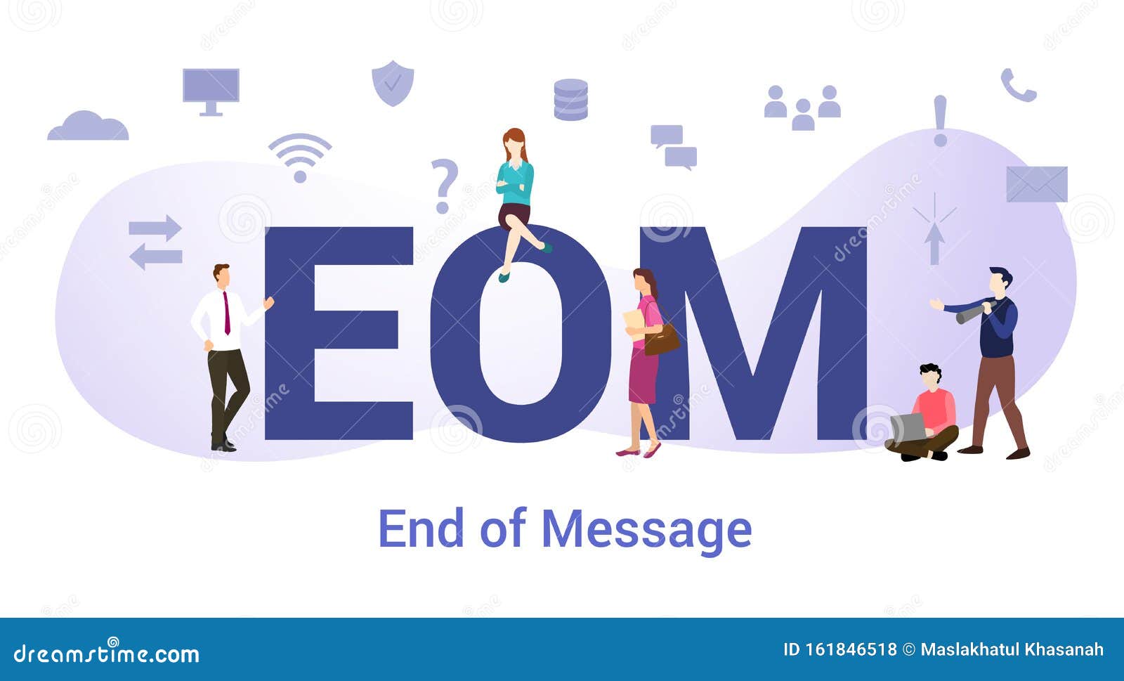 Eom End of Message Concept with Big Word or Text and Team People with ...