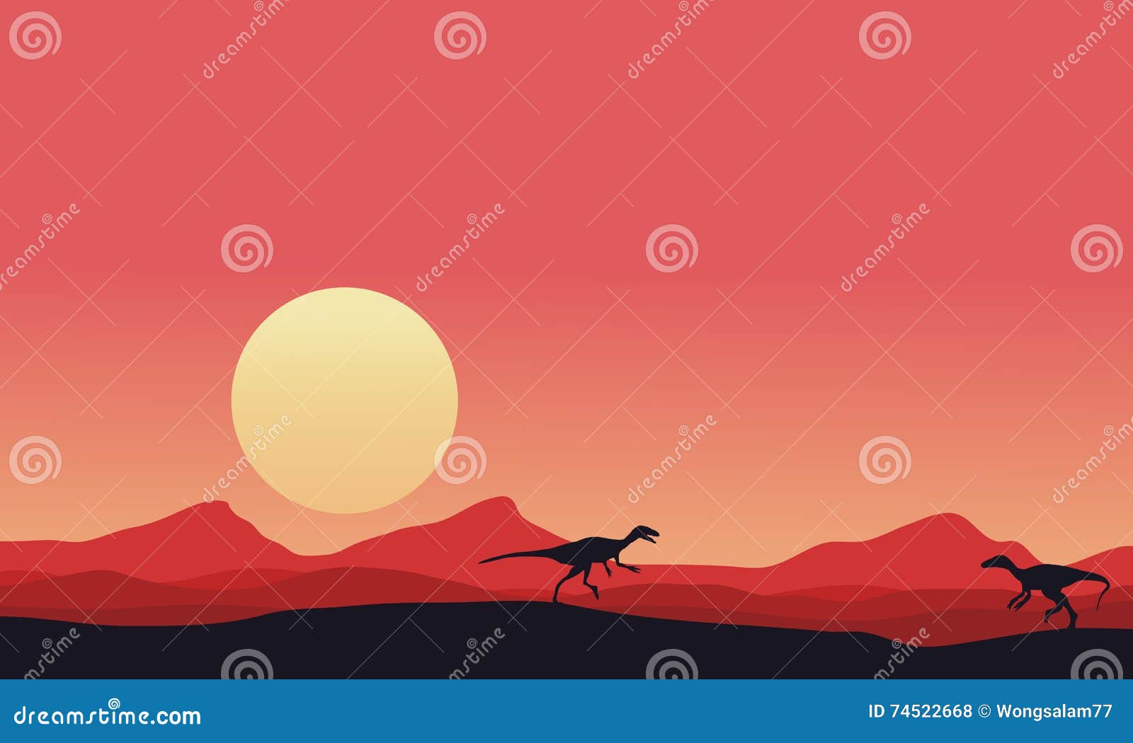 Eoraptor Landscape at Afternoon Stock Vector - Illustration of park ...