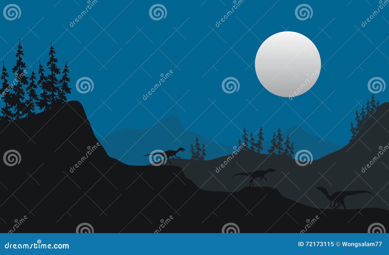 Eoraptor at the Night Scenery Stock Vector - Illustration of lizard ...