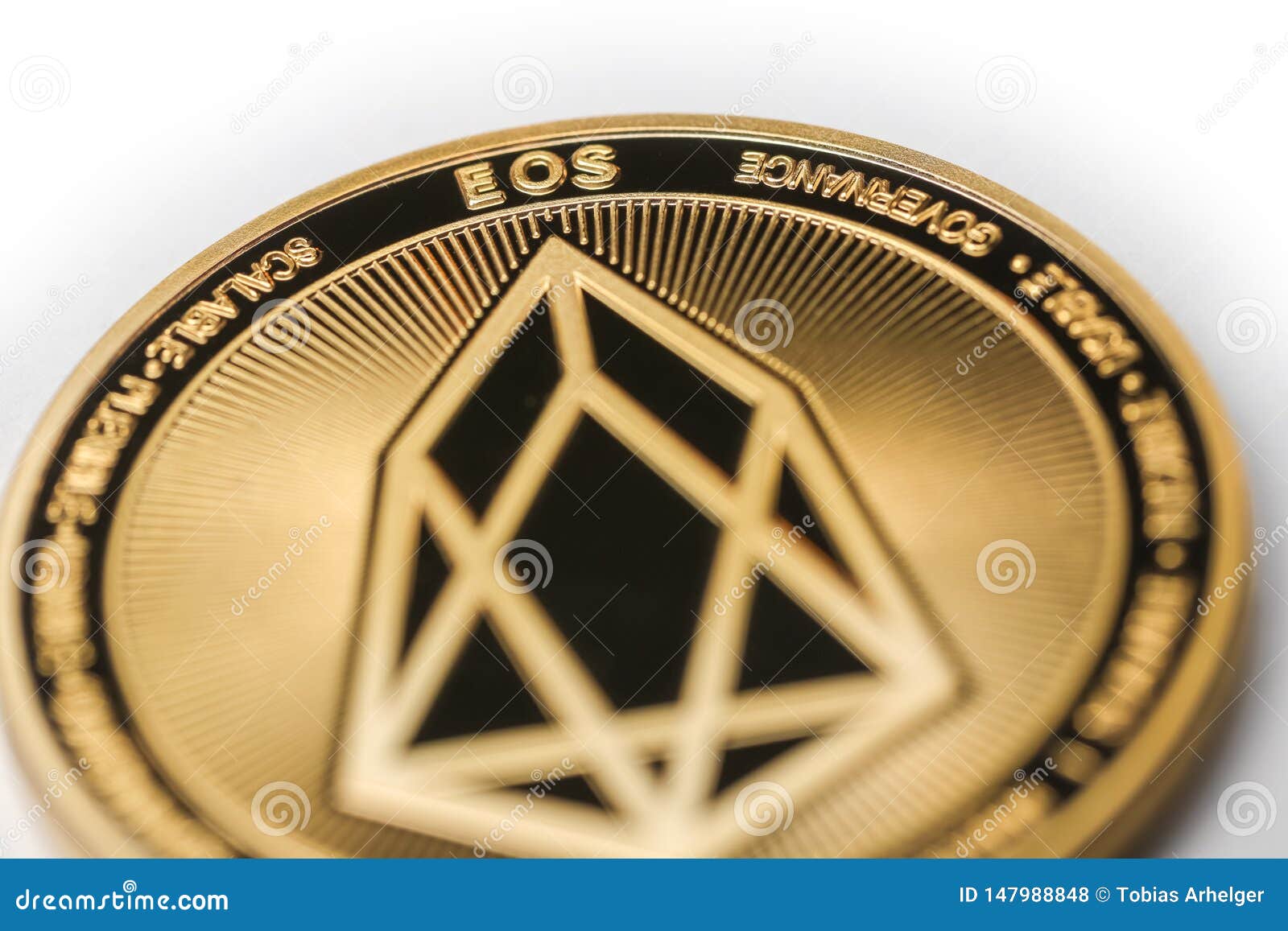 Eos crypto coin currency editorial stock photo. Image of golden - 147988848