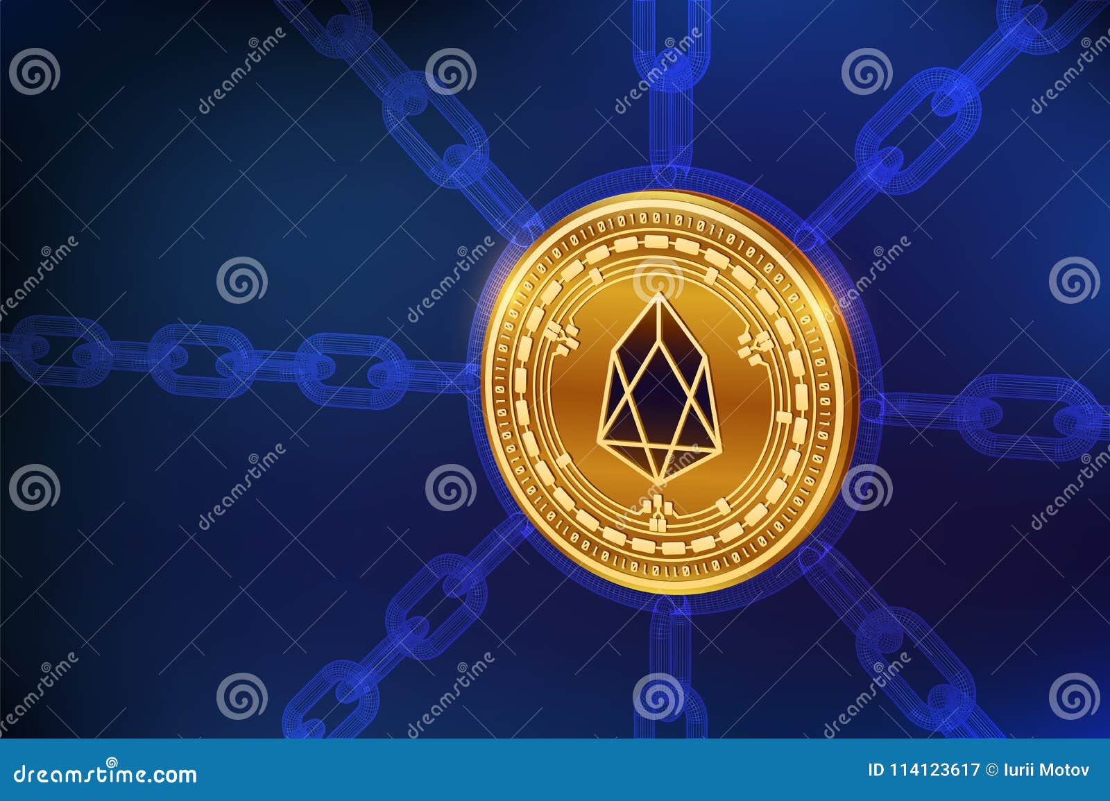 EOS. Crypto Currency. Block Chain. 3D Isometric Physical EOS Coin with ...