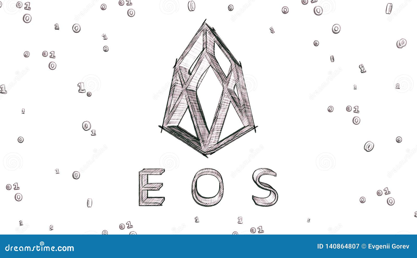 Eos Cryptocurrency Logo 3D Illustration Sketch Style Stock Illustration ...