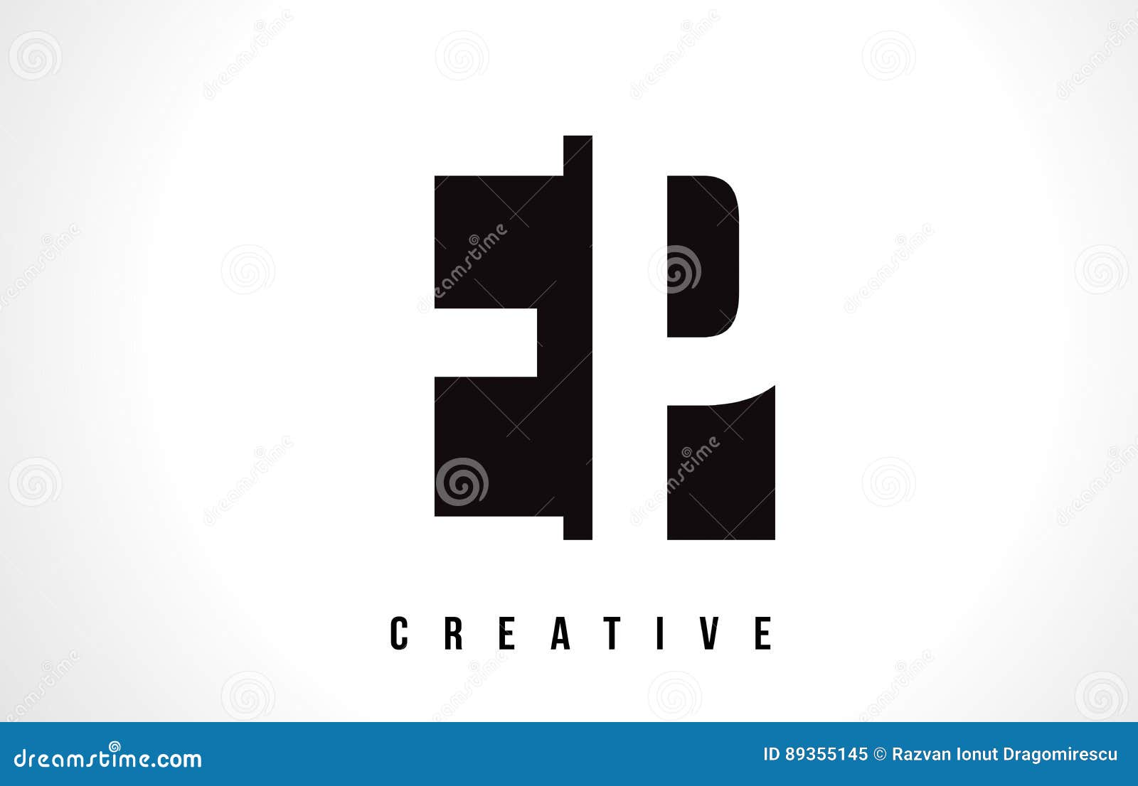 EP E P White Letter Logo Design with Black Square. Stock Vector ...