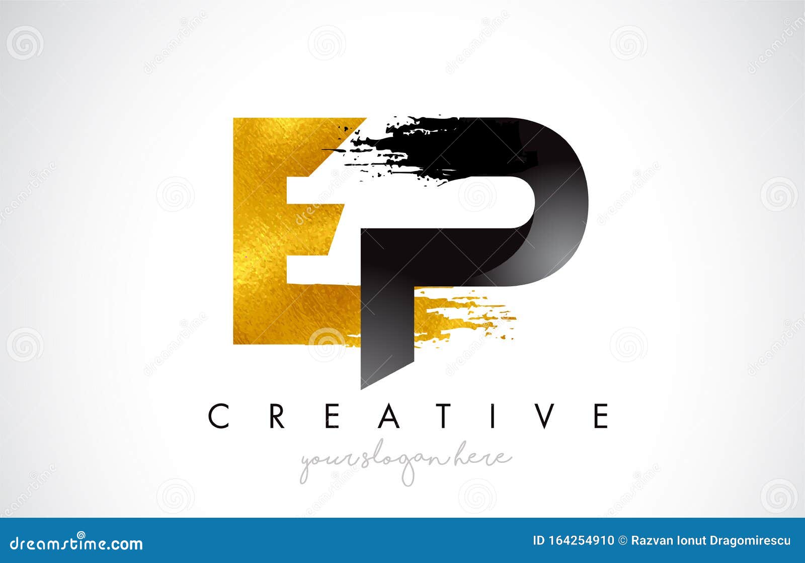 EP Letter Design with Brush Stroke and Modern 3D Look Stock Vector ...