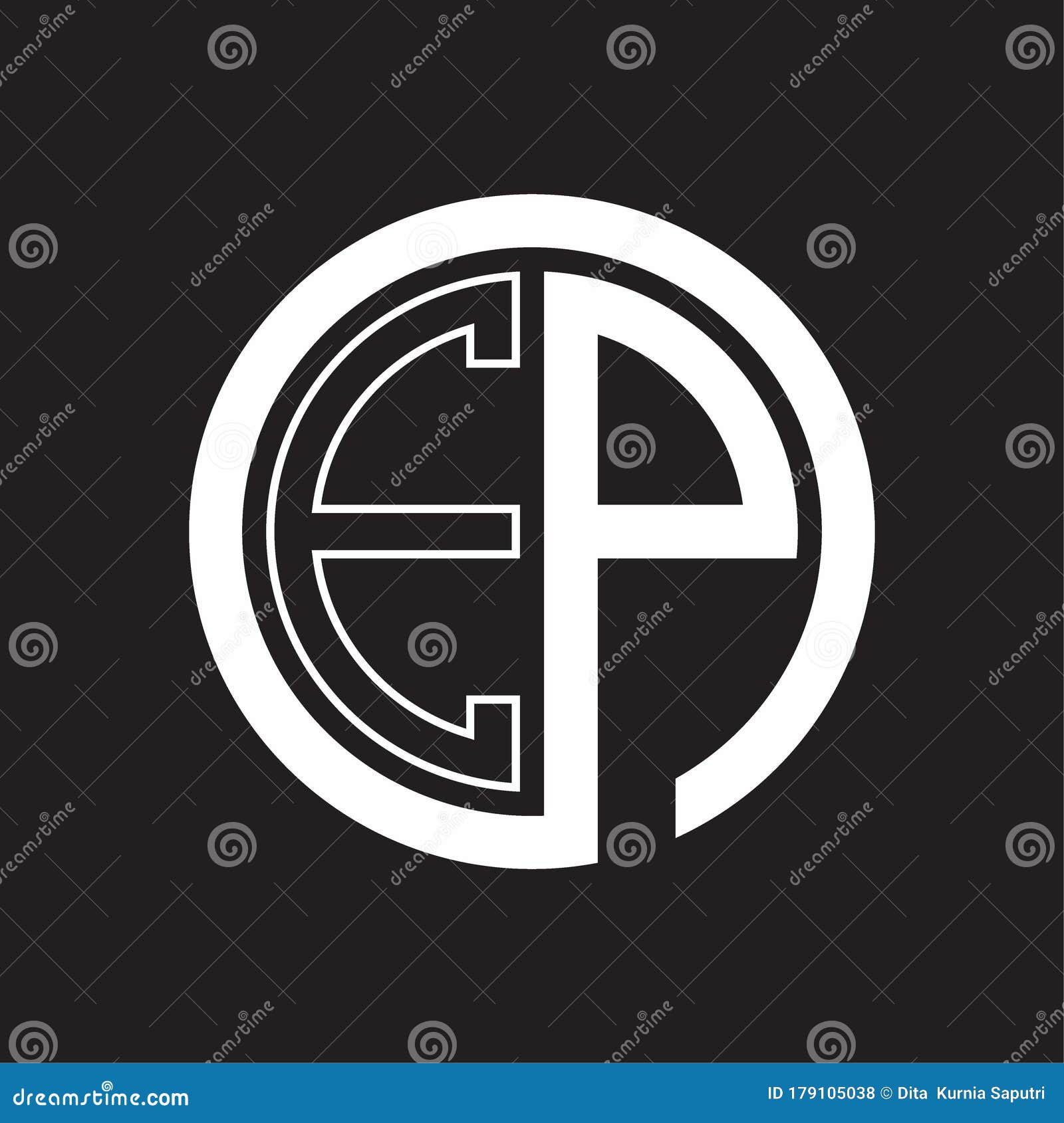 EP Logo with Circle Rounded Negative Space Design Template Stock Vector ...