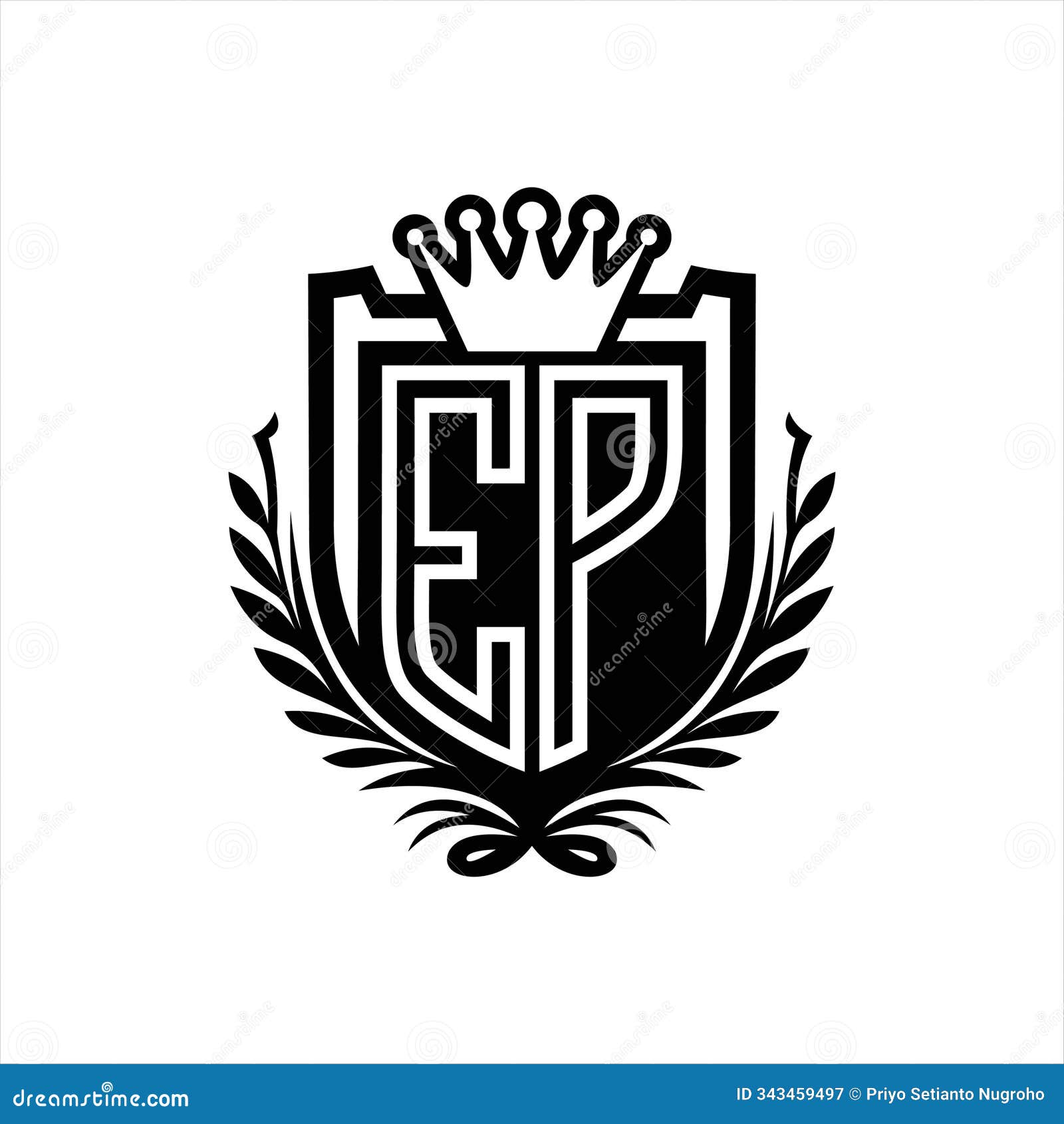 EP Logo Heraldic Shield Shape with Crown, Vintage Crest on White ...
