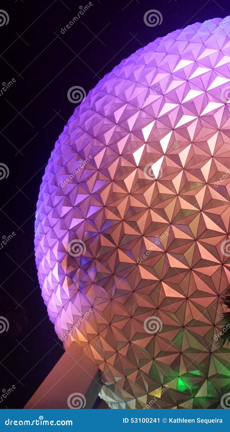 Epcot Ball at Night editorial photo. Image of disney - 53100241
