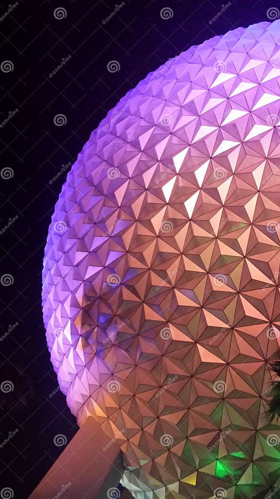 Epcot Ball at Night editorial photo. Image of disney - 53100241