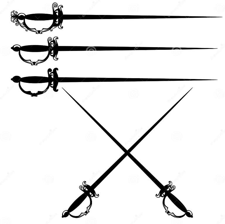 Epee swords design stock vector. Illustration of antique - 75706880