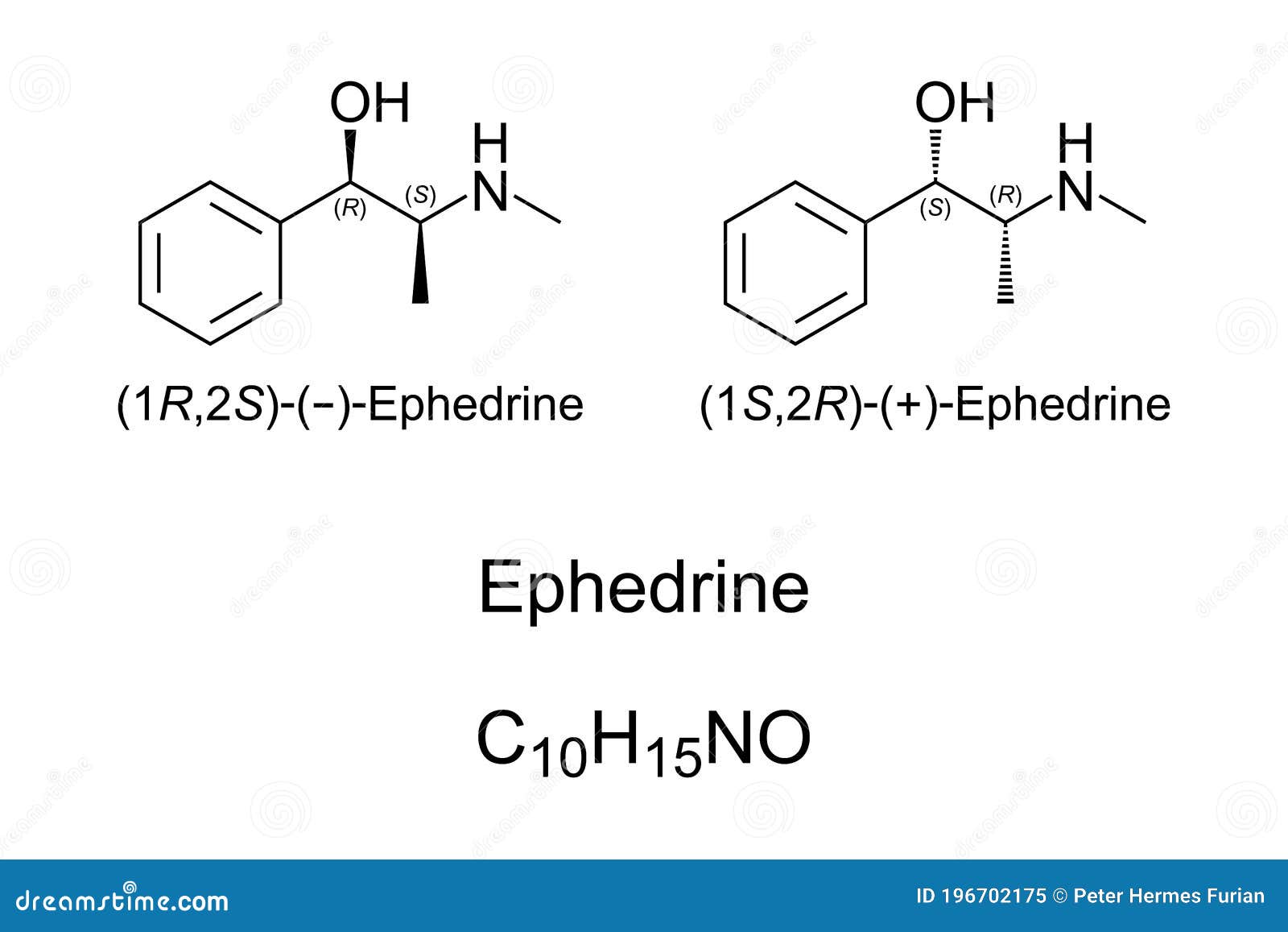 Ephedrine, Chemical Structure and Formula Stock Vector - Illustration ...