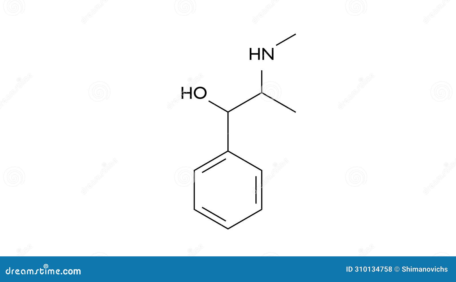 Ephedrine Molecule, Structural Chemical Formula, Ball-and-stick Model ...