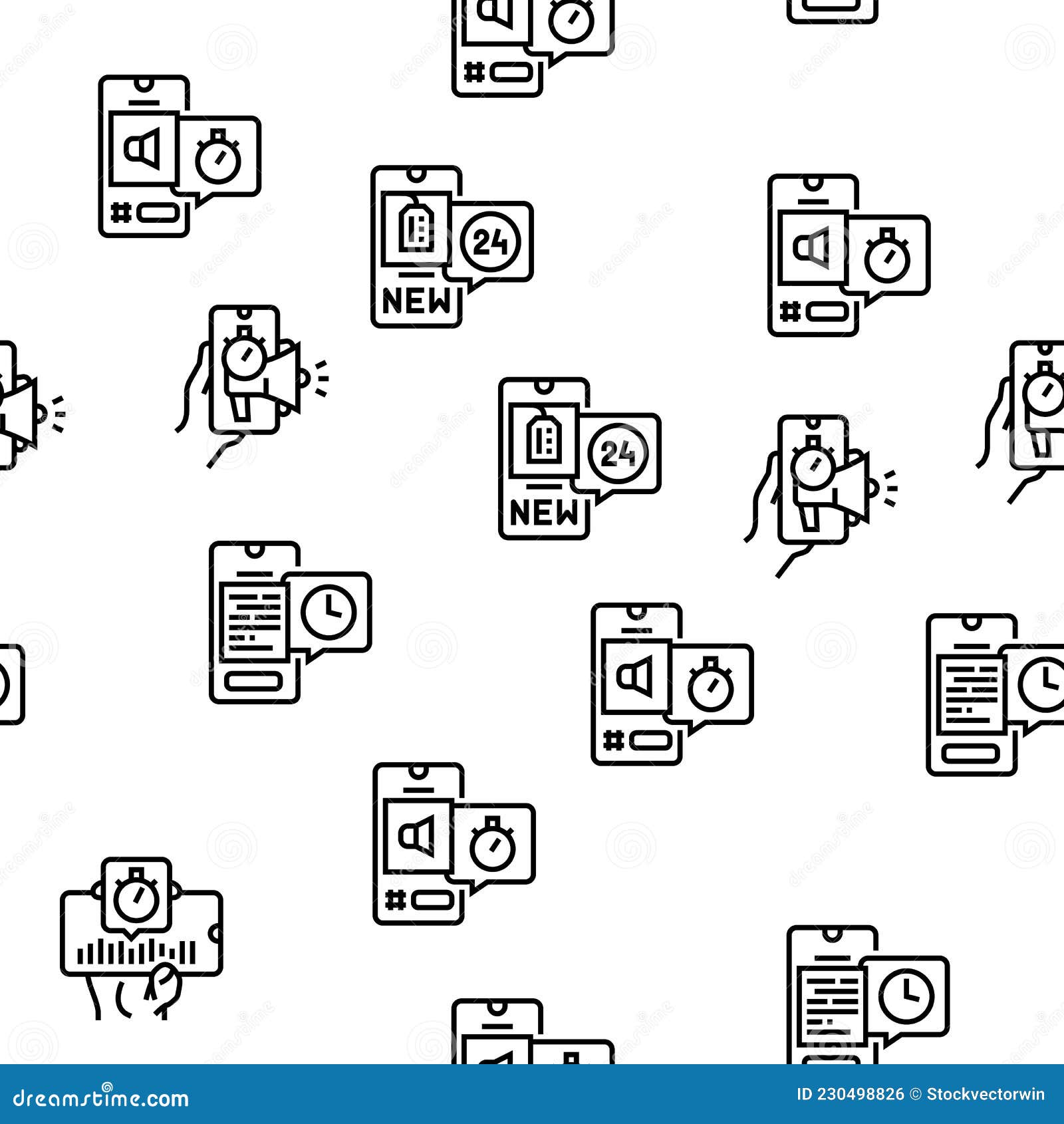 Ephemeral Content Vector Seamless Pattern Stock Vector - Illustration ...