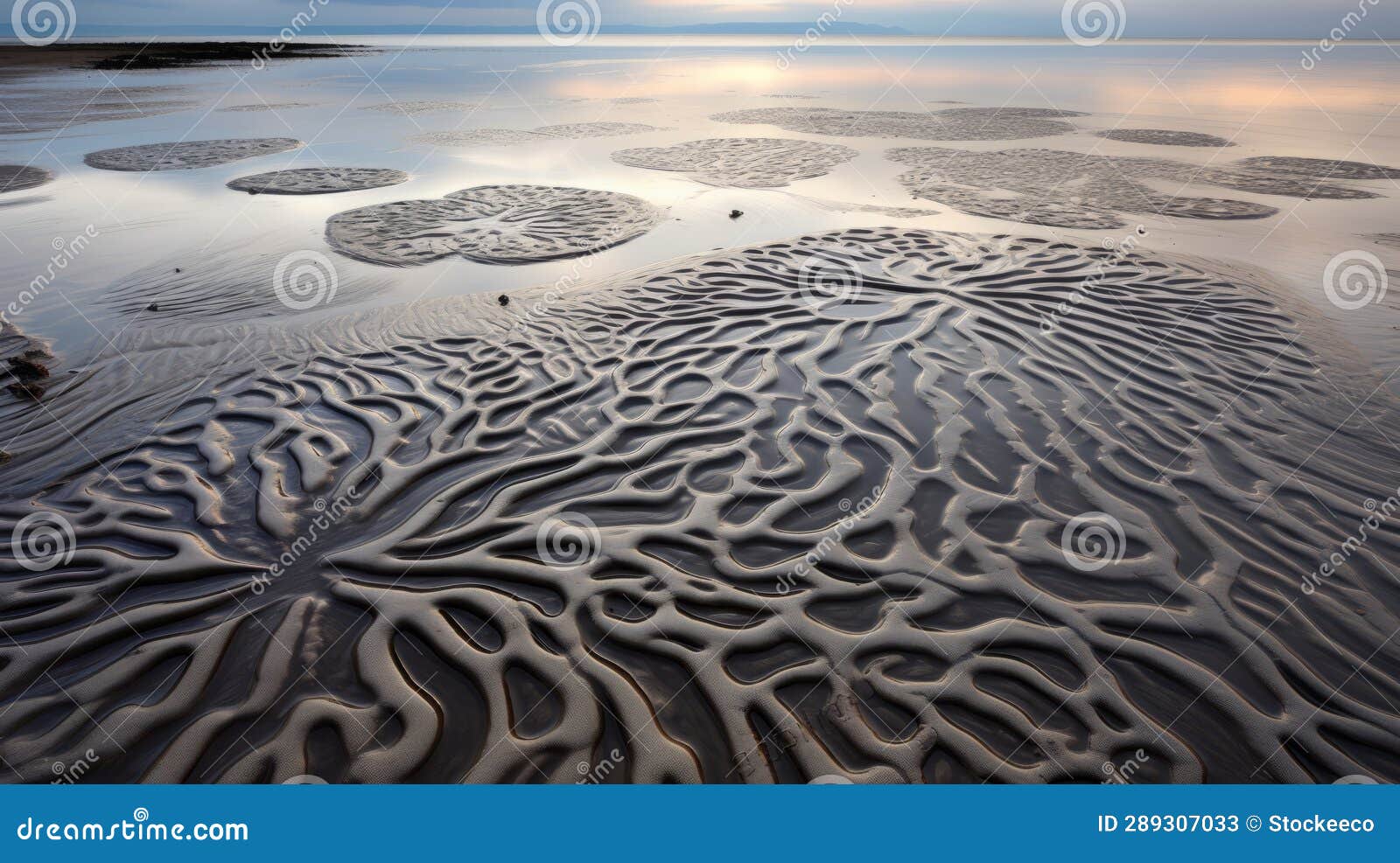 Ephemeral Patterns: Beach with Ripples and Nature-based Biomorphs Stock ...