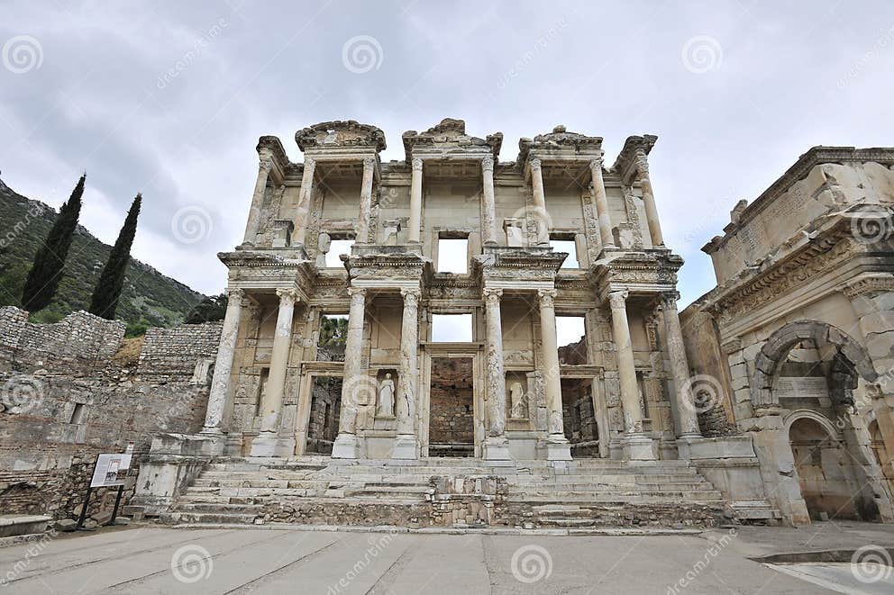 Awesome View of the Gate of Augustus and the Library of Celsus in ...