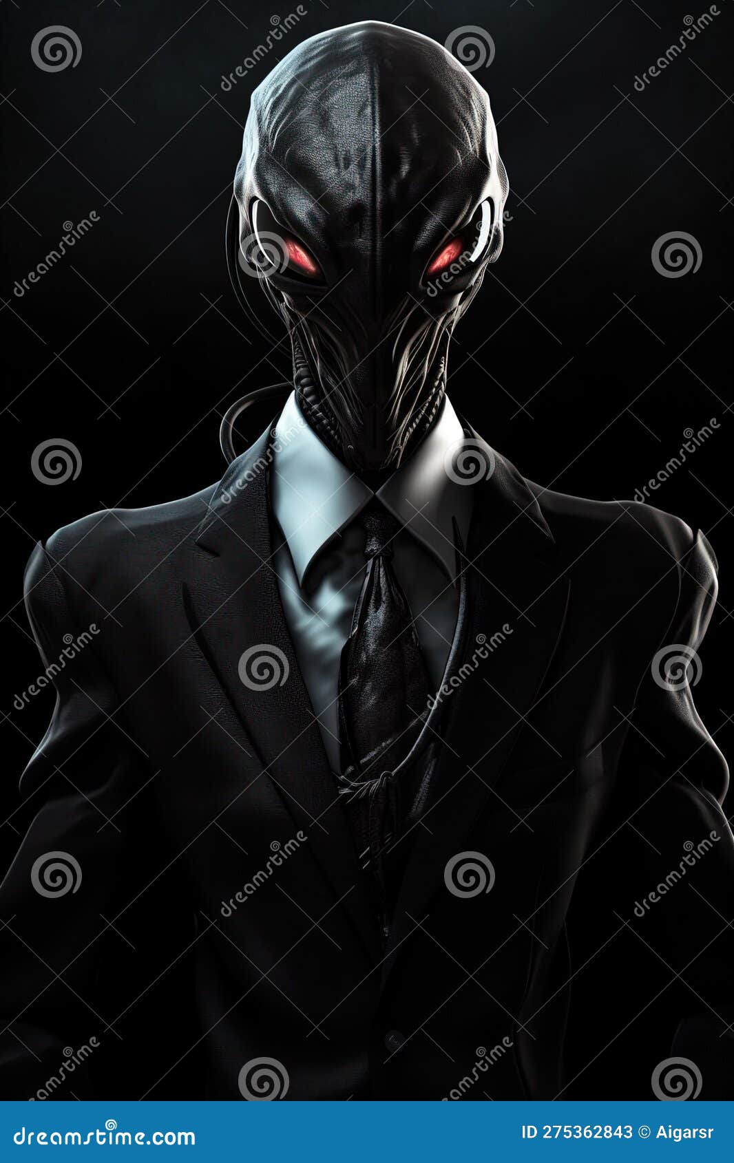 An Epic Alien in Black Suit Stock Illustration - Illustration of ...