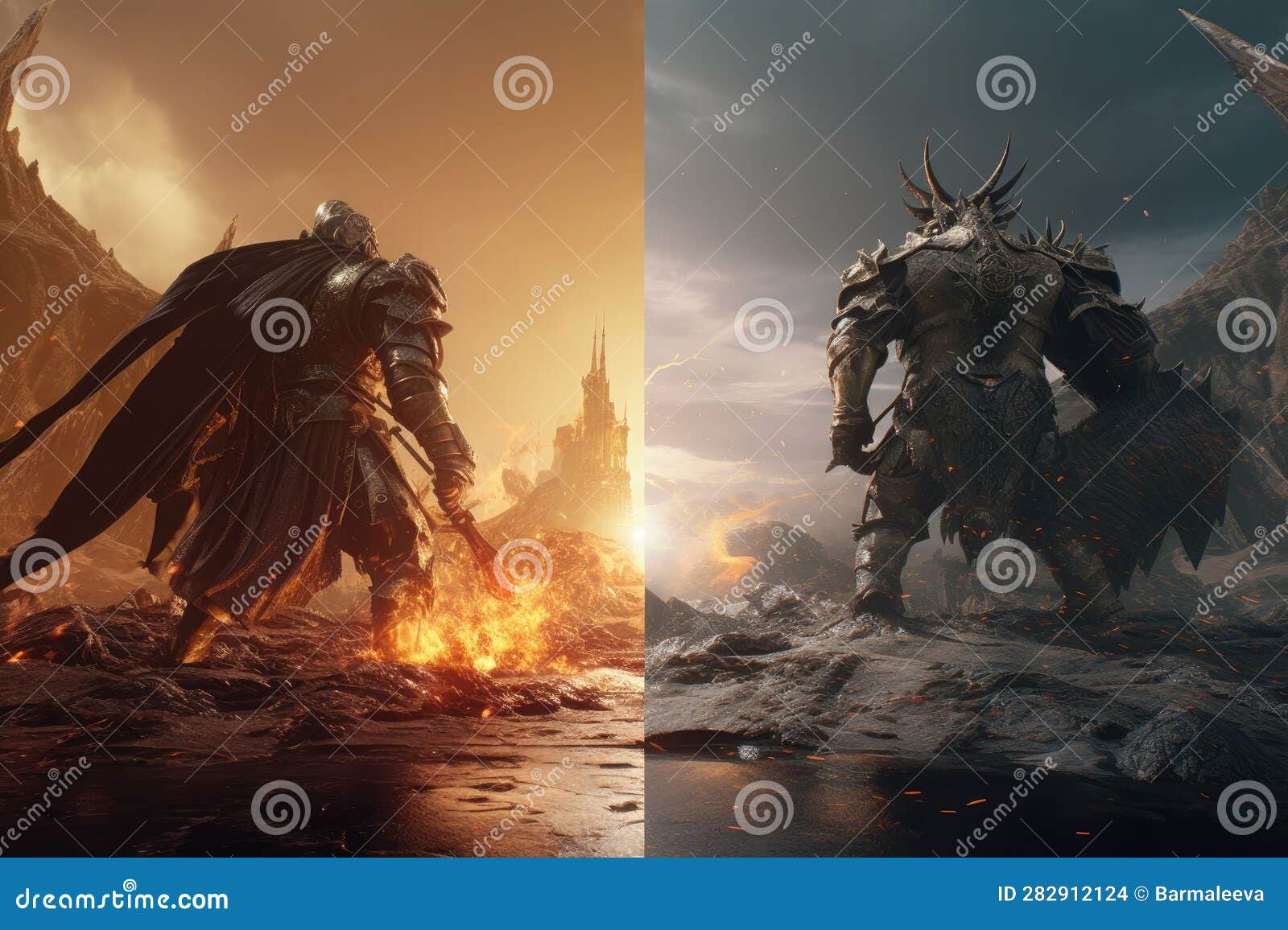 Epic Battle between Two Powerful Characters. a Fight between Two ...