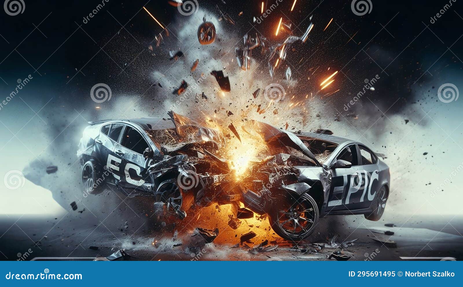 Epic Car Explosion - AI Generated Illustration, Realistic Stock ...