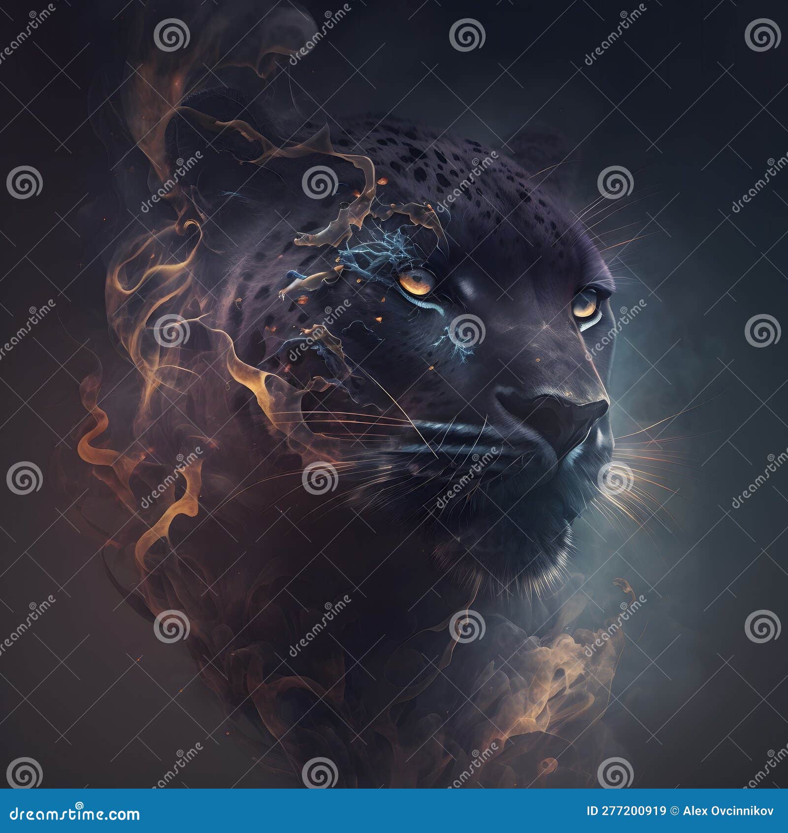 Epic Cinematic Panther Portrait For Posters And Web. Stock Image ...