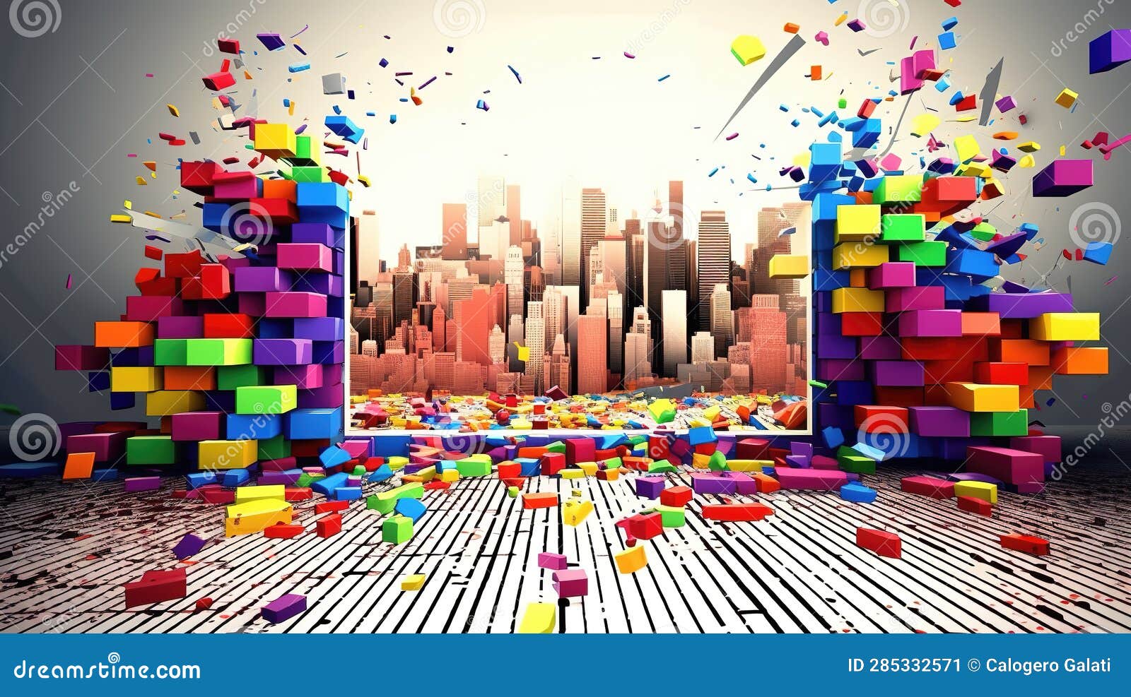 Epic Colorful Illustration Of An Ethereal Man Standing On The Ruins Of ...