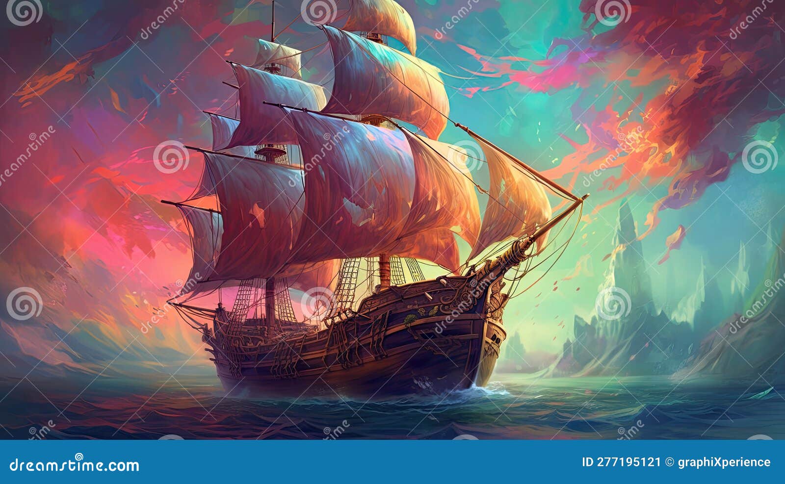 Epic Colorful Illustration Of An Ethereal Man Standing On The Ruins Of ...