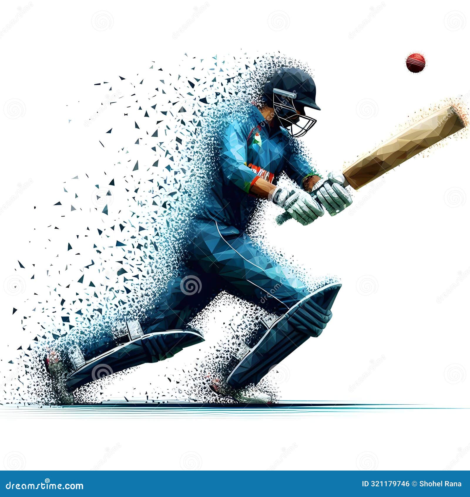 Epic Cricket Batsman in Low Poly Shatter Effect - Stunning Digital Art ...
