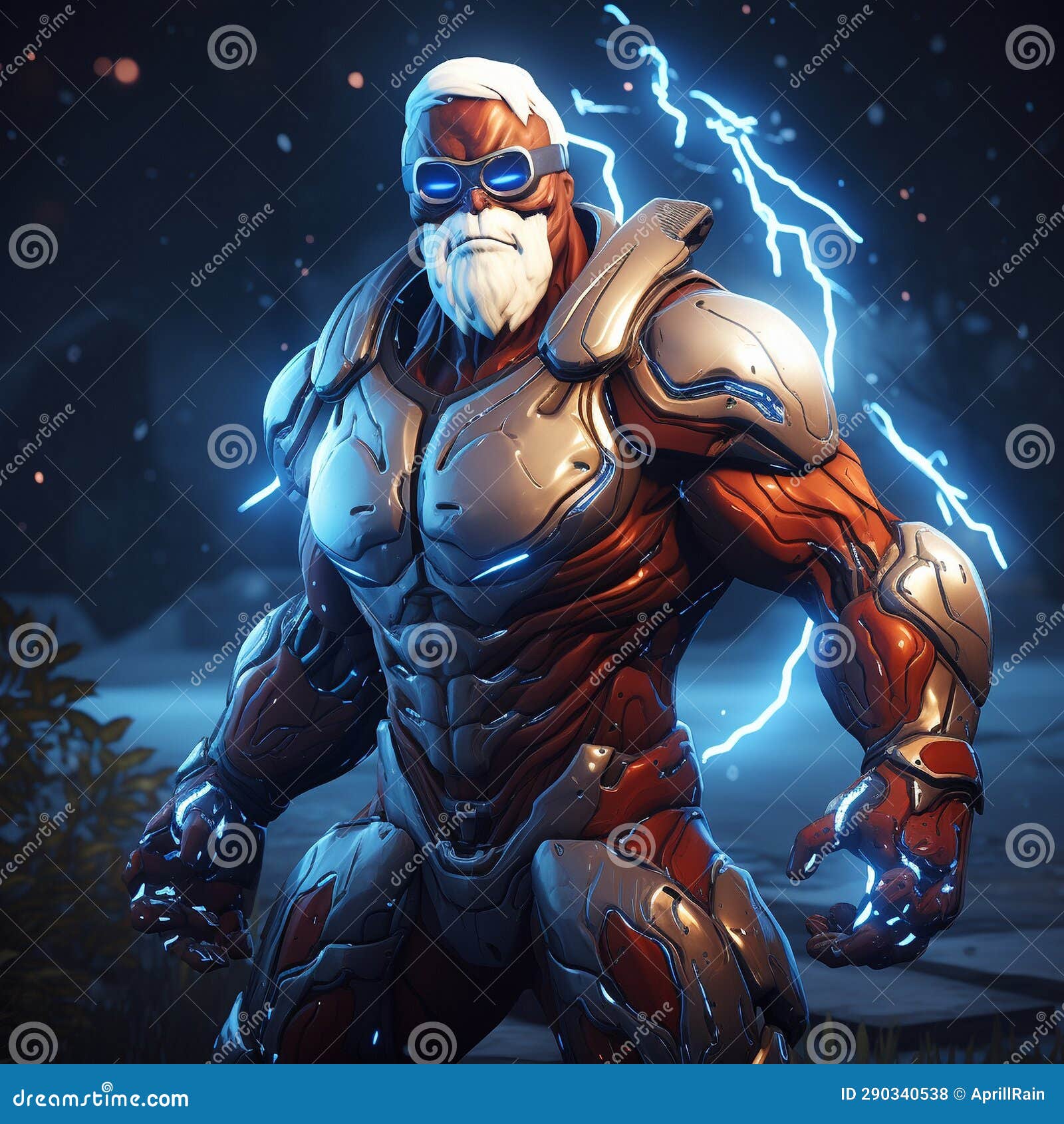 Epic 3D Character in Bionic Armor of the Future Stock Illustration ...