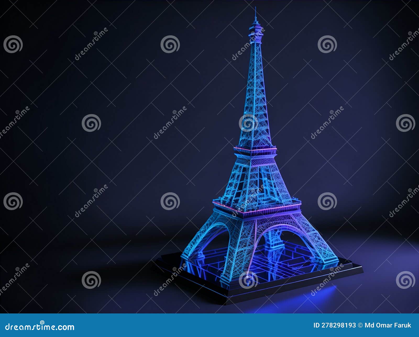Epic 3D Model Of The Eiffel Tower On A Table With 3D Art And Glowing ...