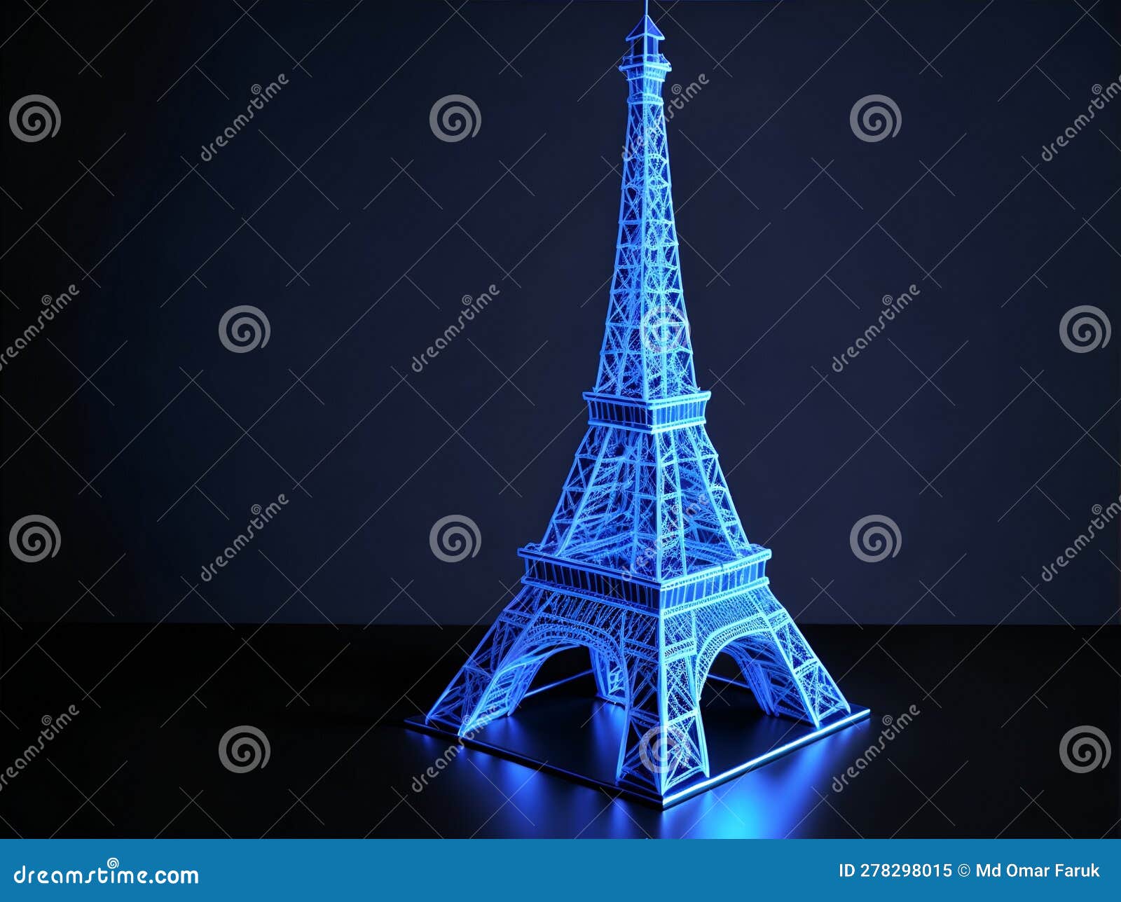 Epic 3D Model Of The Eiffel Tower On A Table With 3D Art And Glowing ...