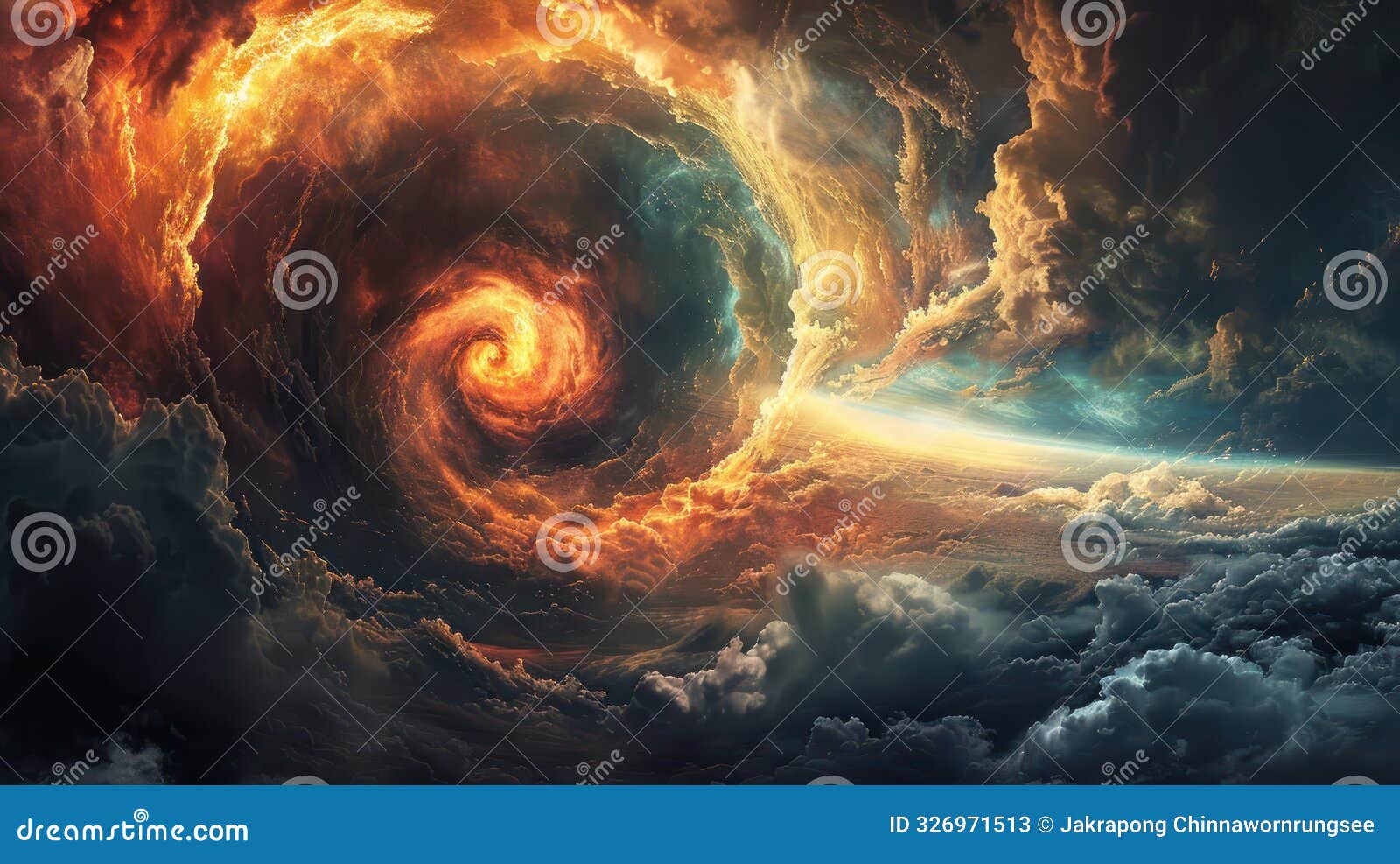 An Epic Digital Painting of a Maelstrom of Fire and Clouds in the Sky ...