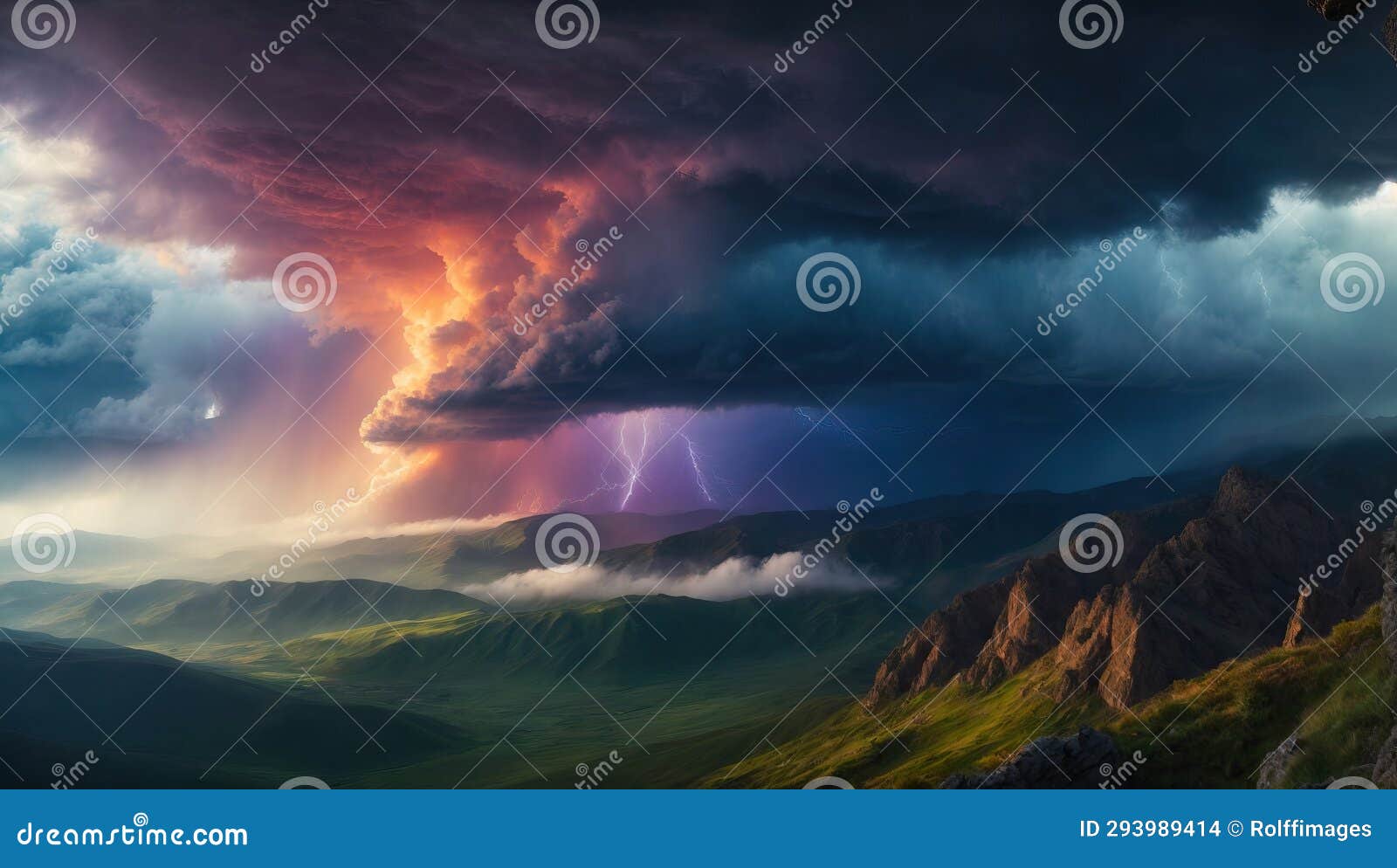 Epic Dramatic Storm Cell As Seen from High on a Mountain Stock ...