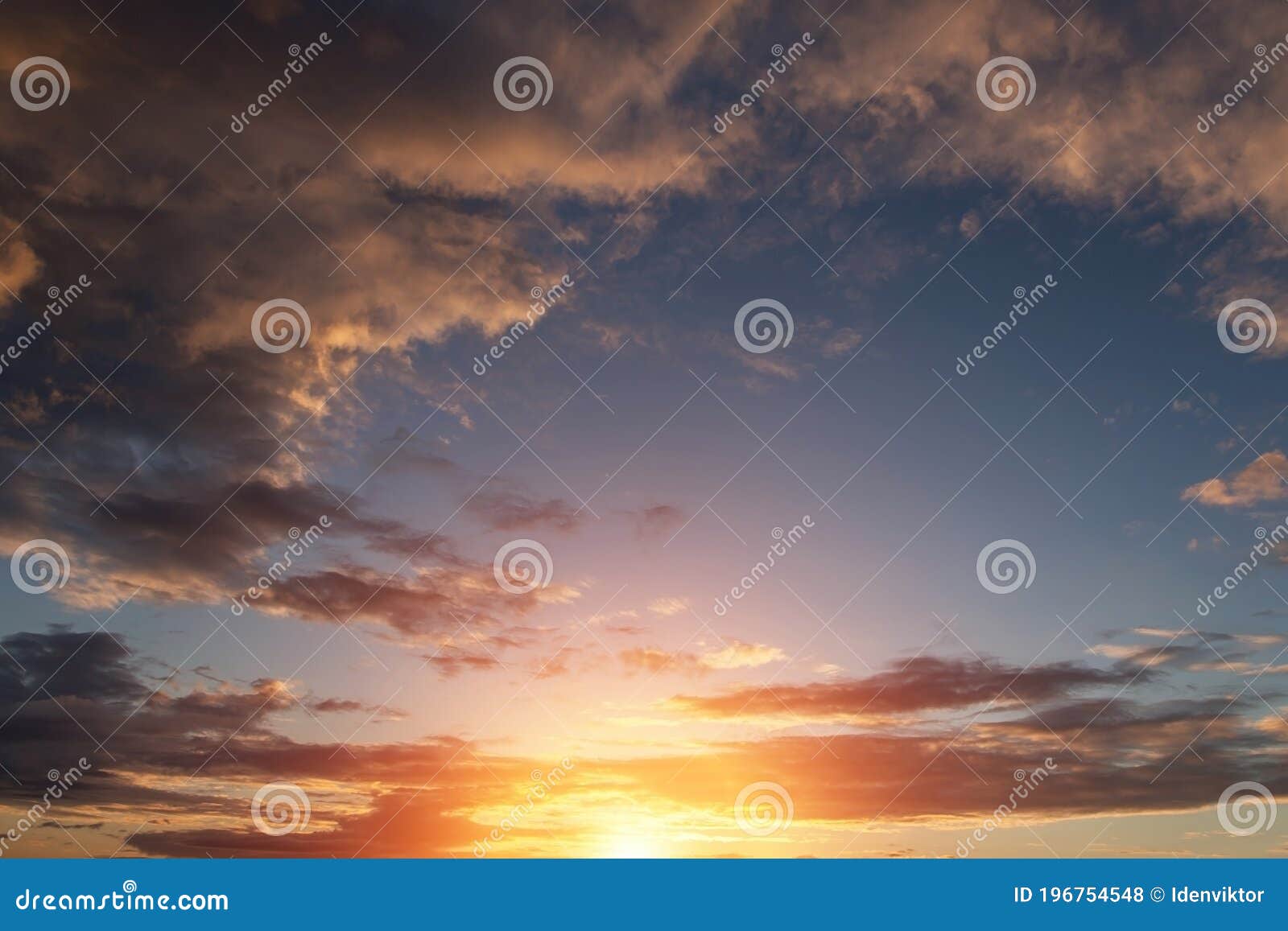 Epic Dramatic Sunset, Sunrise Sky with Clouds, Sun and Orange Yellow ...