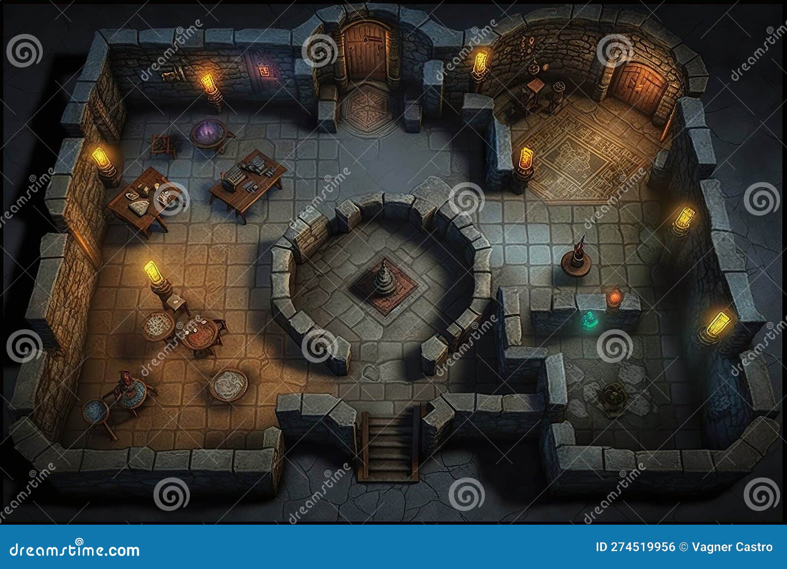 An Epic Dungeon Map Battle Map for Fantasy Game Stock Illustration ...