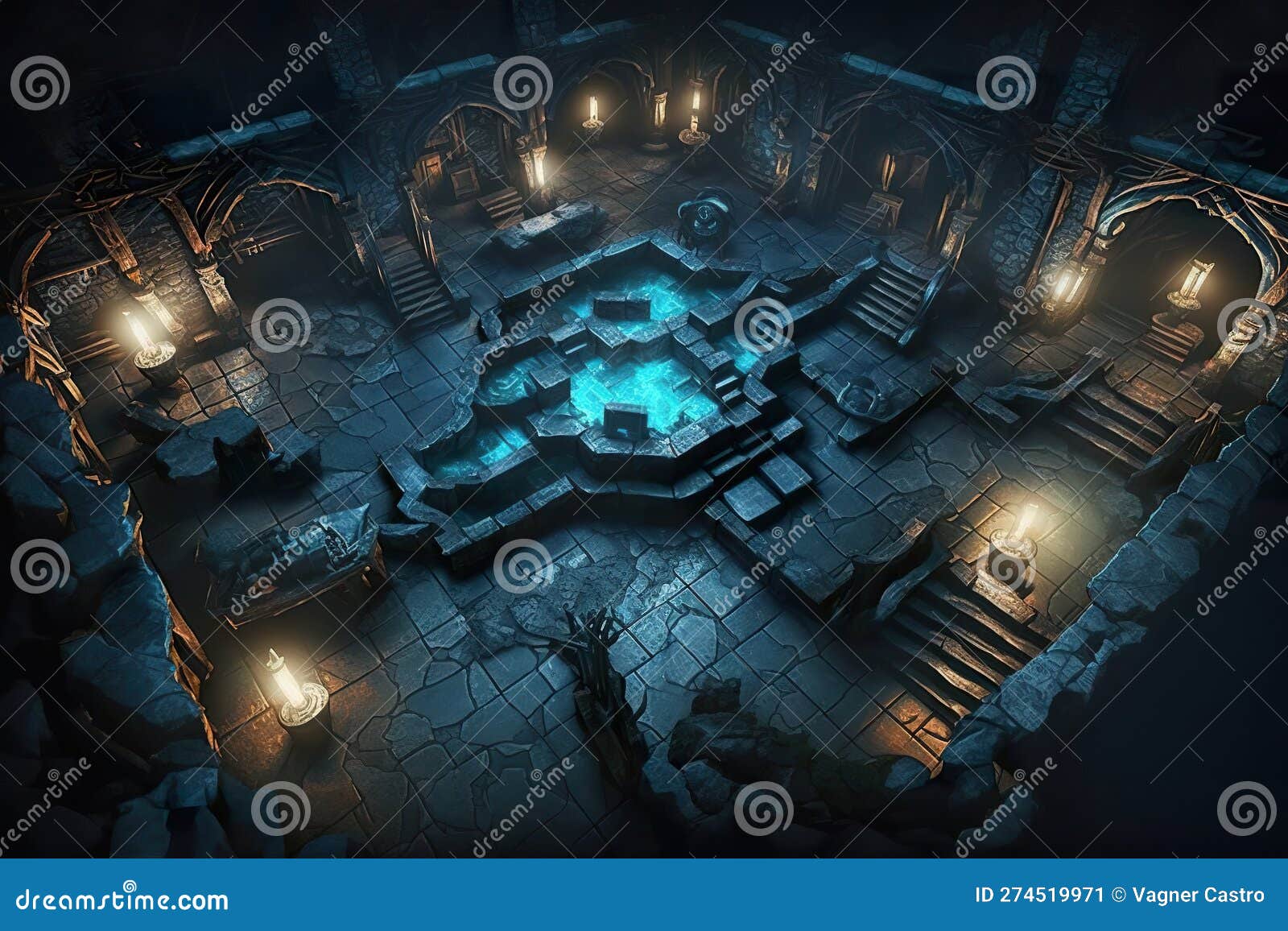 An Epic Dungeon Map Battle Map for Fantasy Game Stock Illustration ...