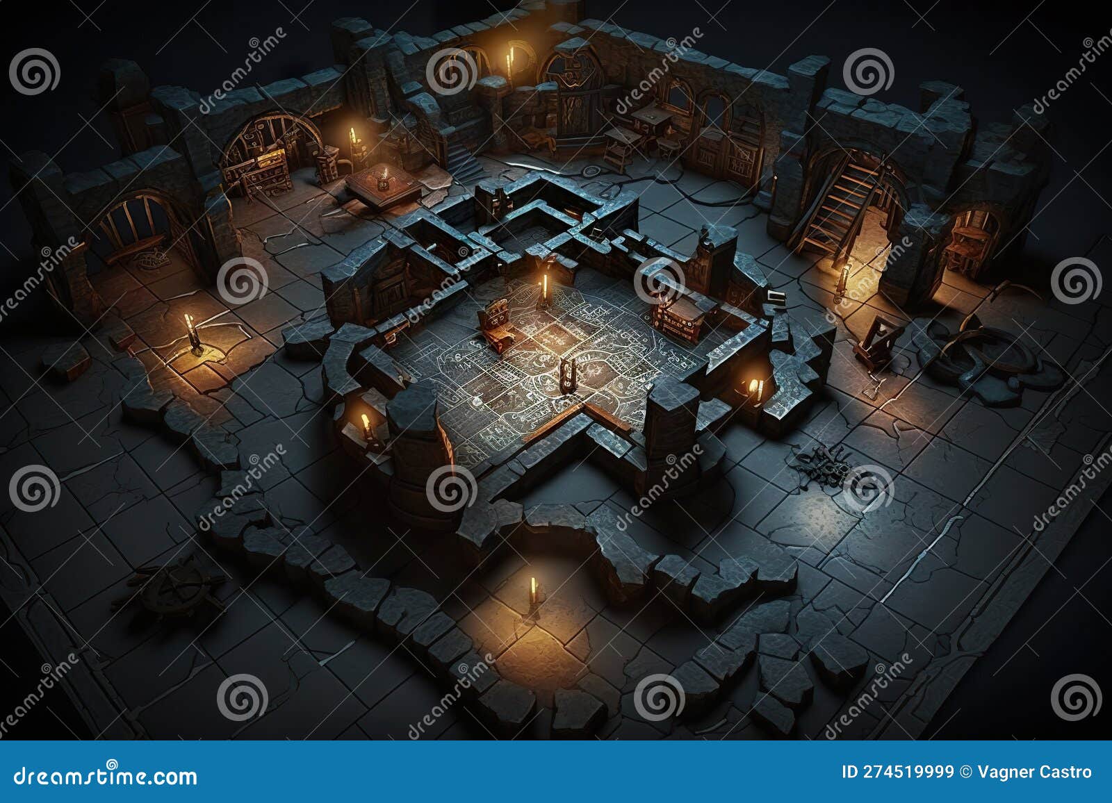 An Epic Dungeon Map Battle Map for Fantasy Game Stock Illustration ...