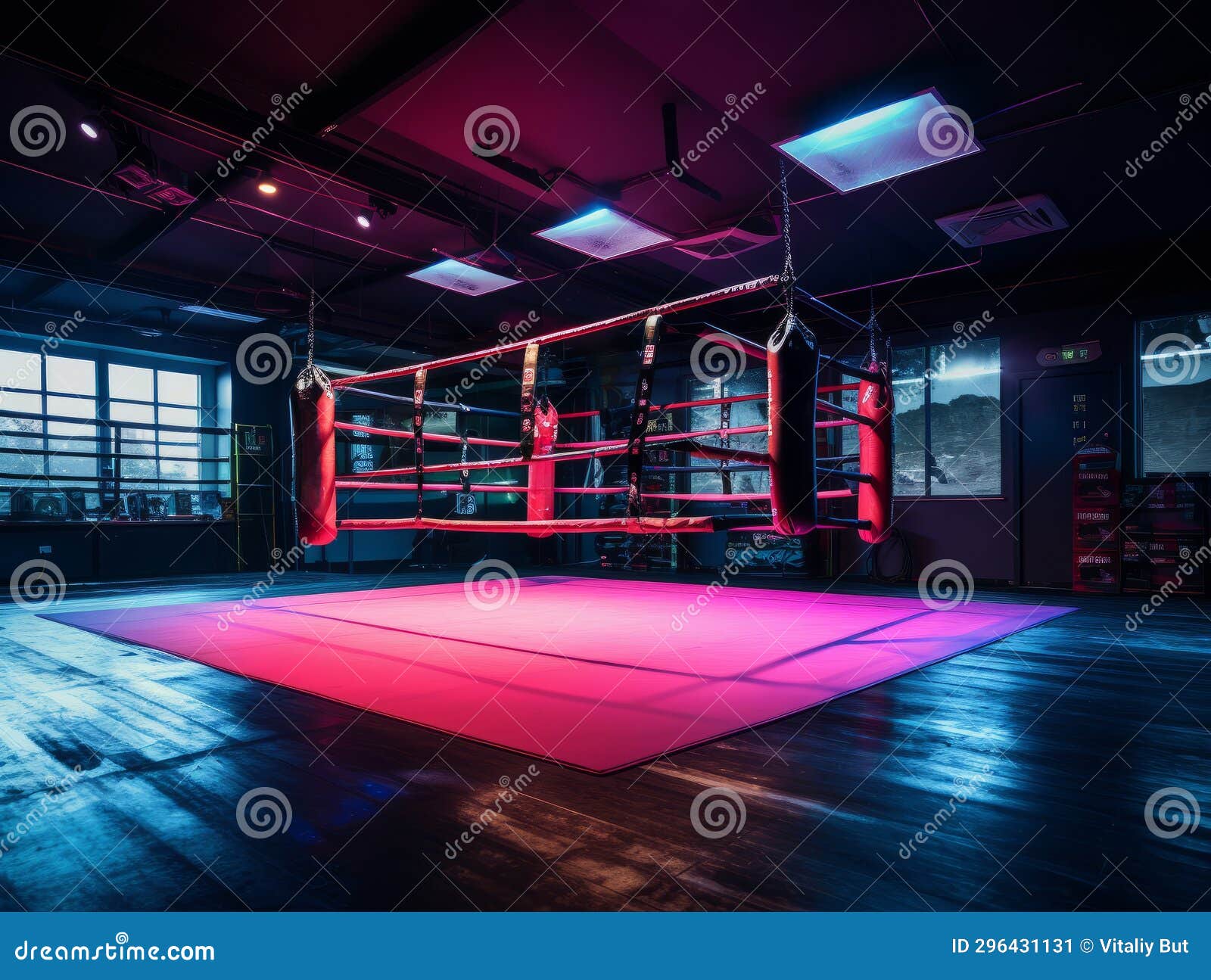 Epic Empty Boxing Ring Flooded with Sunlight AI Stock Image - Image of ...