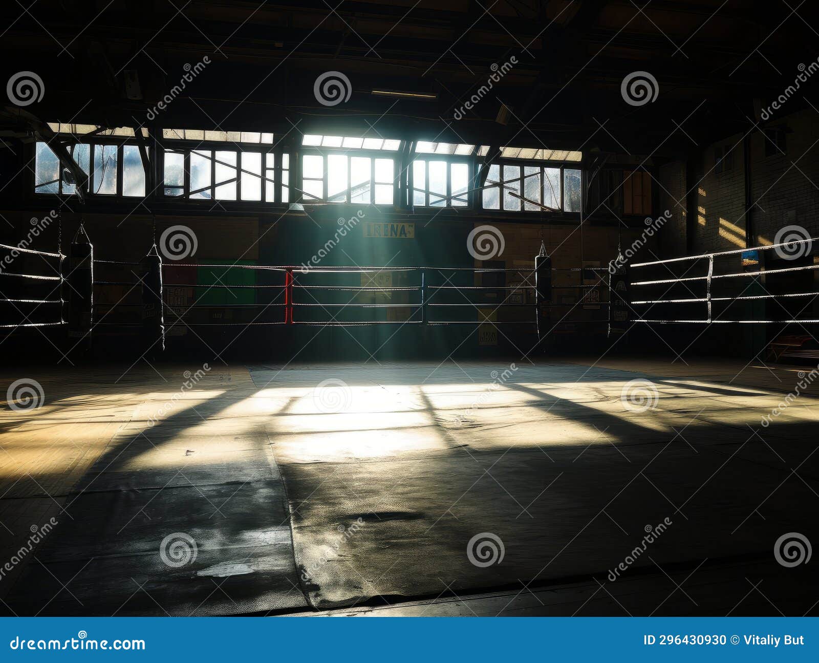 Epic Empty Boxing Ring Flooded with Sunlight AI Stock Photo - Image of ...