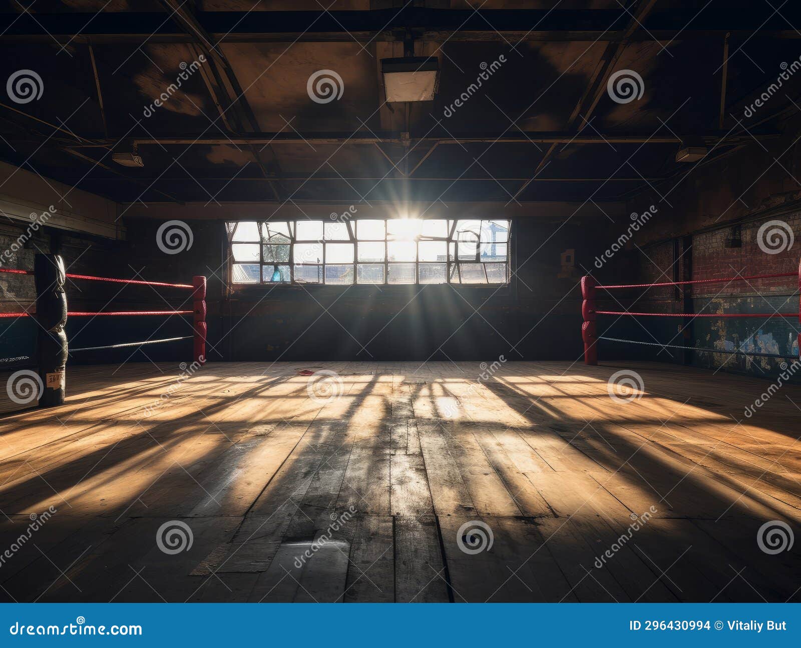Epic Empty Boxing Ring Flooded with Sunlight AI Stock Illustration ...