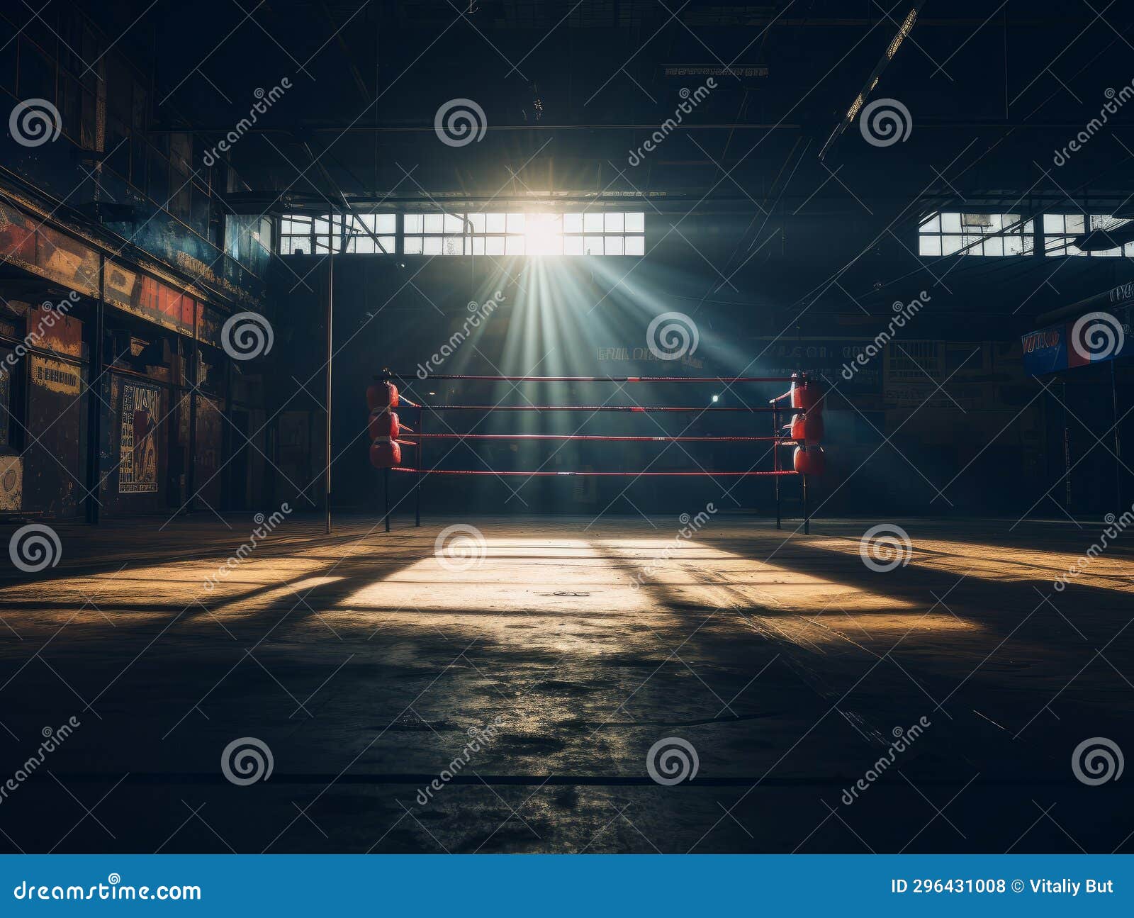 Epic Empty Boxing Ring Flooded with Sunlight AI Stock Photo - Image of ...